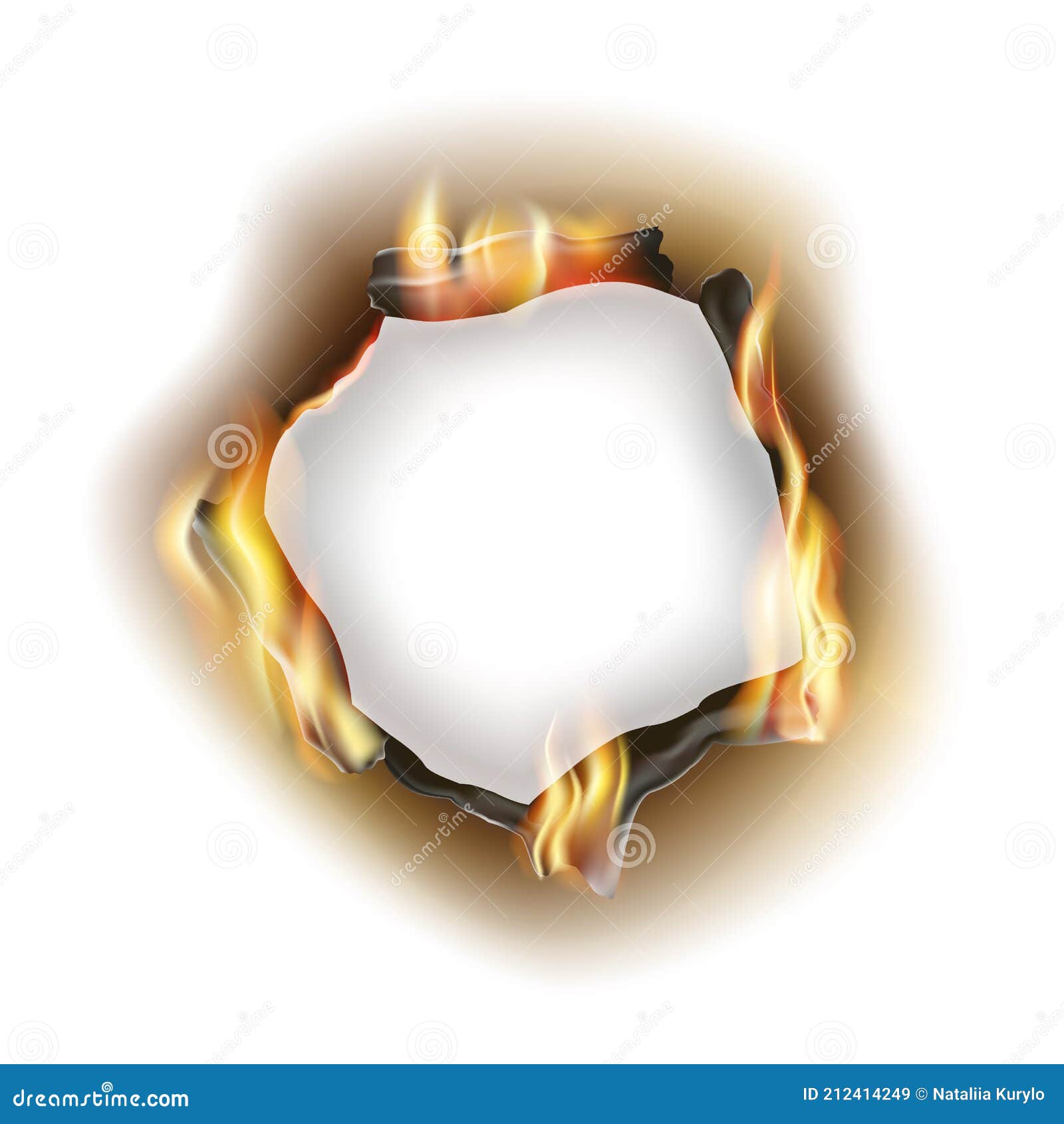Paper Hole and Fire, Flame on White Background Stock Vector ...