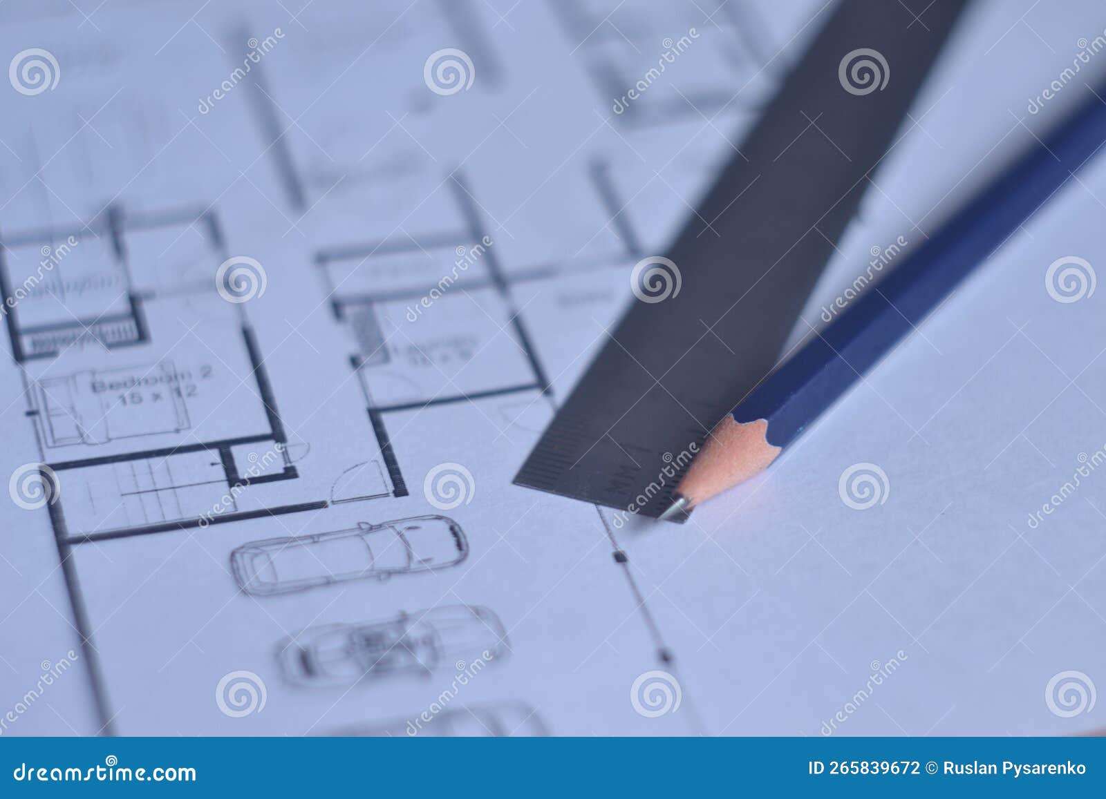 Paper Home Floor Plan. Architectural Sketching Process Concept ...