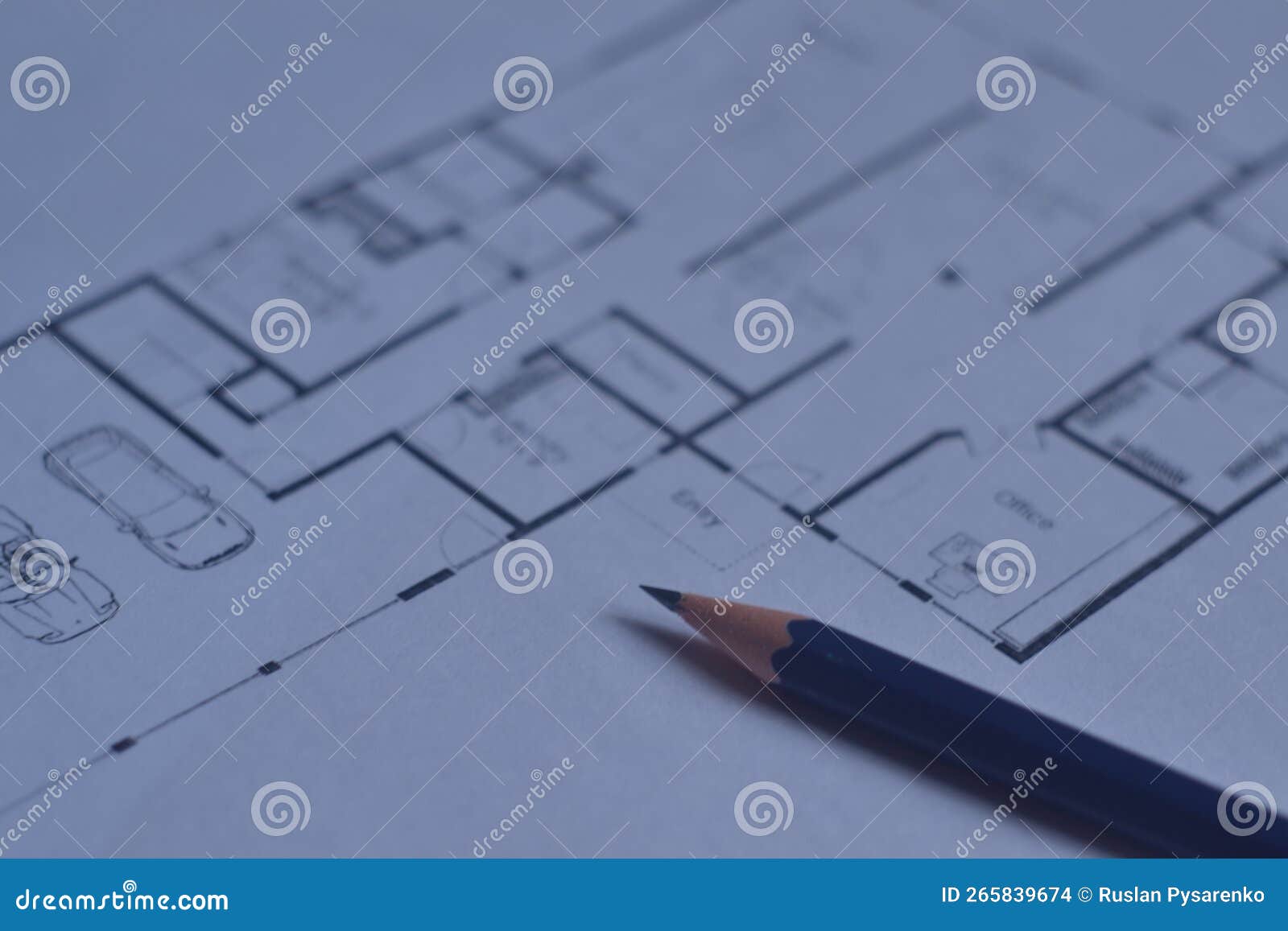 Paper Home Floor Plan. Architectural Sketching Process Concept ...