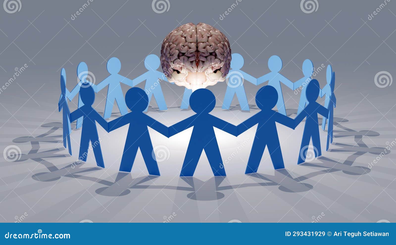 Paper Human Shape and Human Brain 3d Rendering Stock Illustration ...