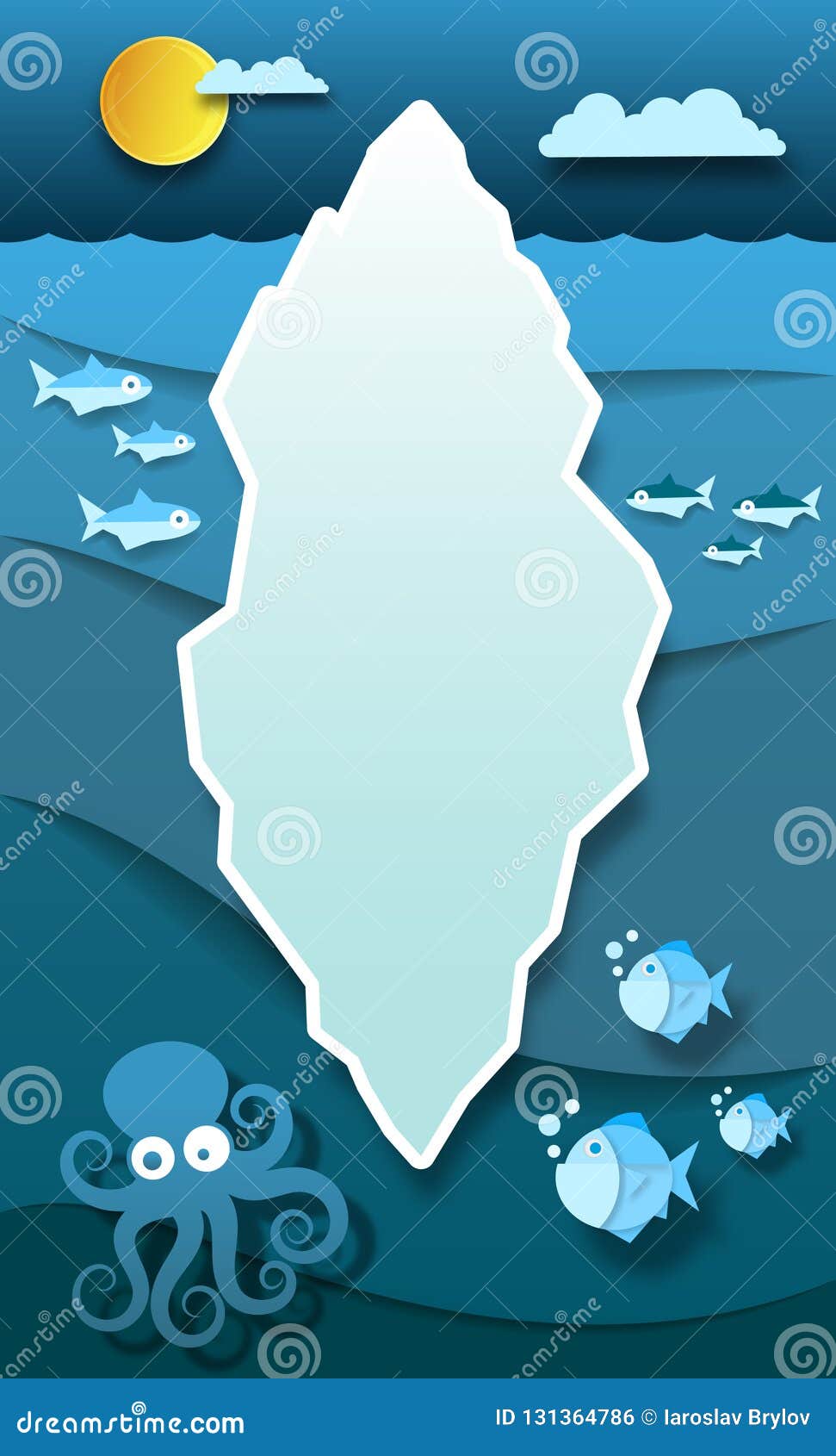 Iceberg In The Deep Ocean Poster. Winter Background With Sun Beam ...