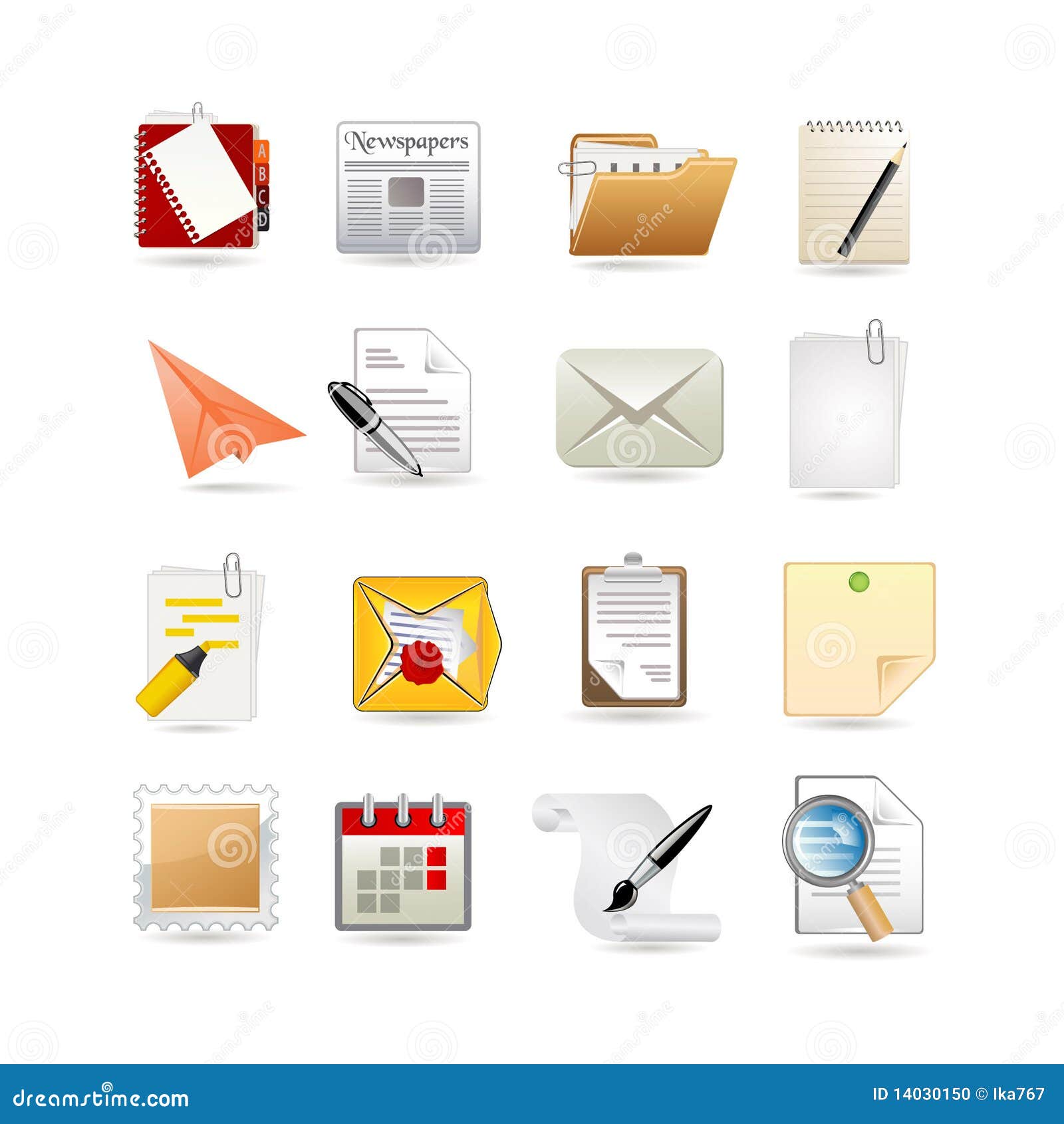Paper icon set stock vector. Illustration of paper, folder - 14030150