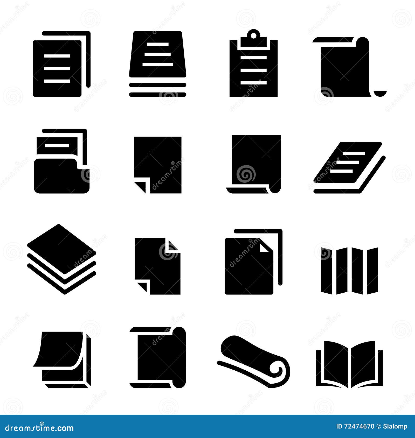 Paper icon set stock illustration. Illustration of icon - 72474670