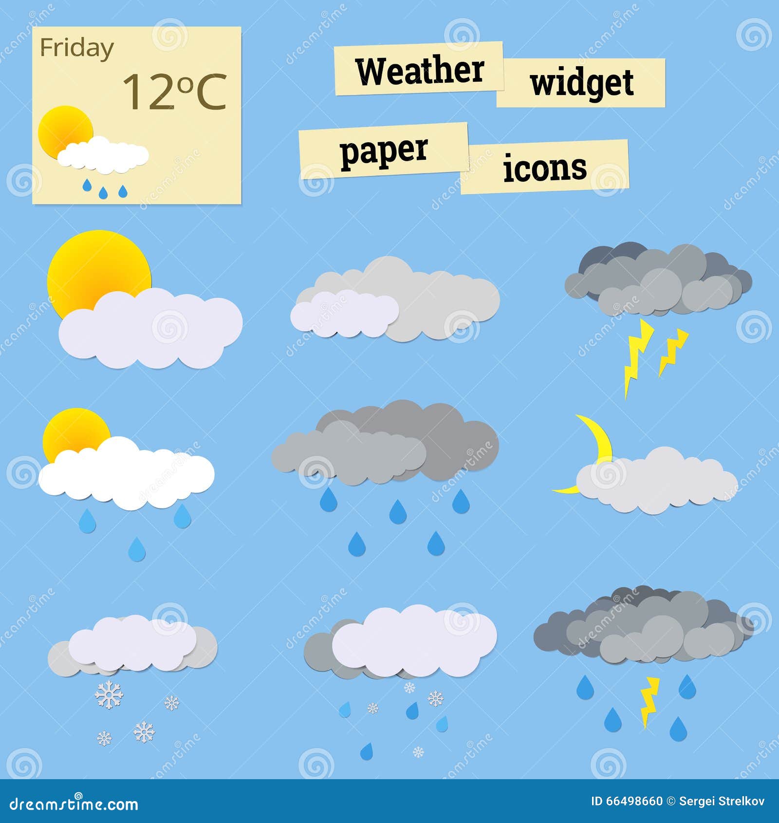 Paper icons weather stock vector. Illustration of paper - 66498660