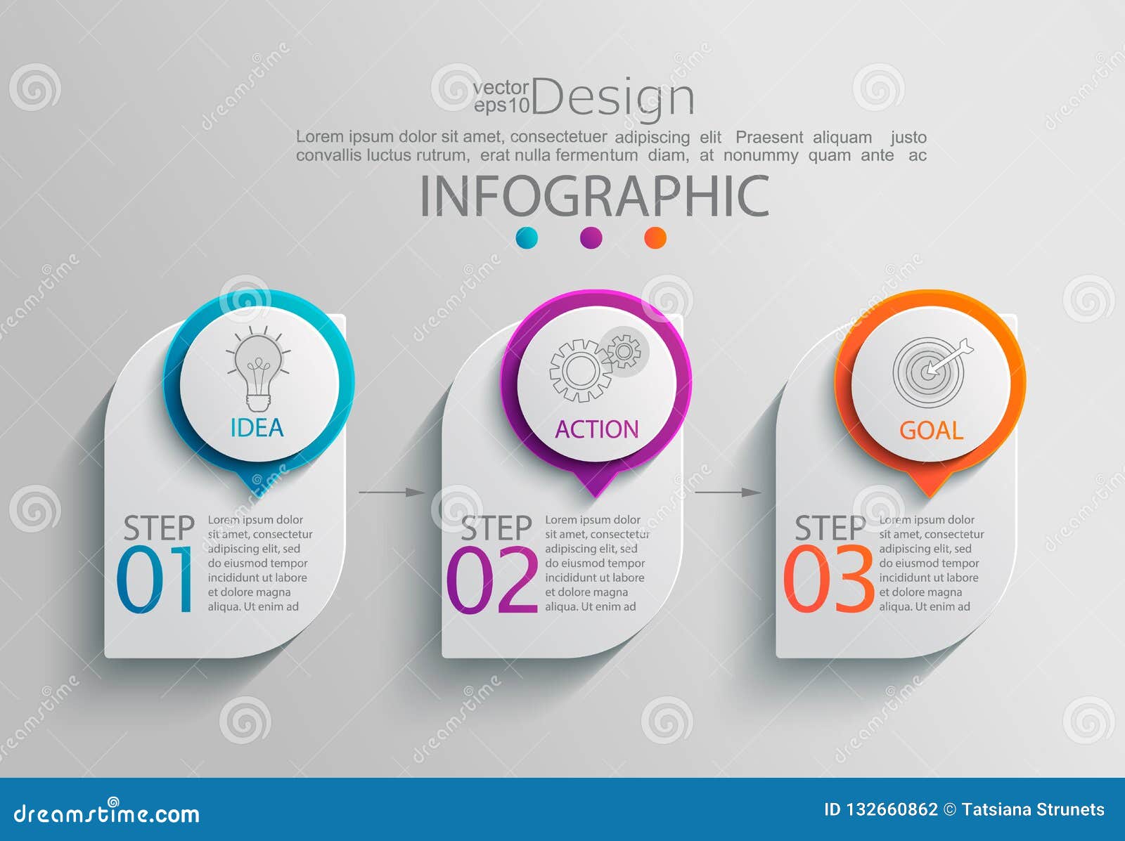 Paper Infographic Template with 3 Options. Stock Vector - Illustration ...