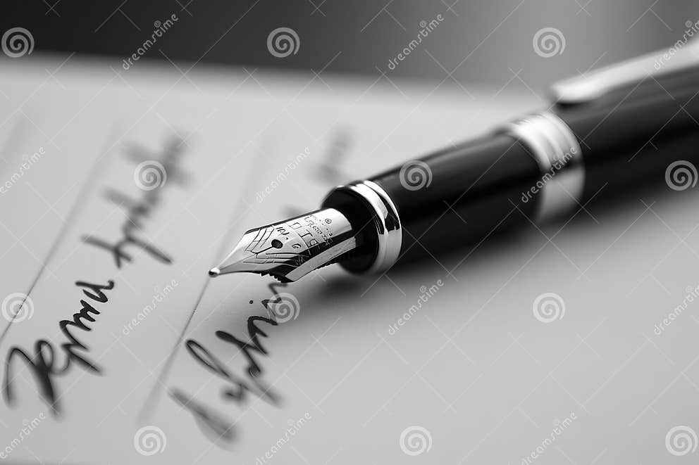 Paper with Ink Writing and a Ink Pen Stock Image - Image of manuscript ...