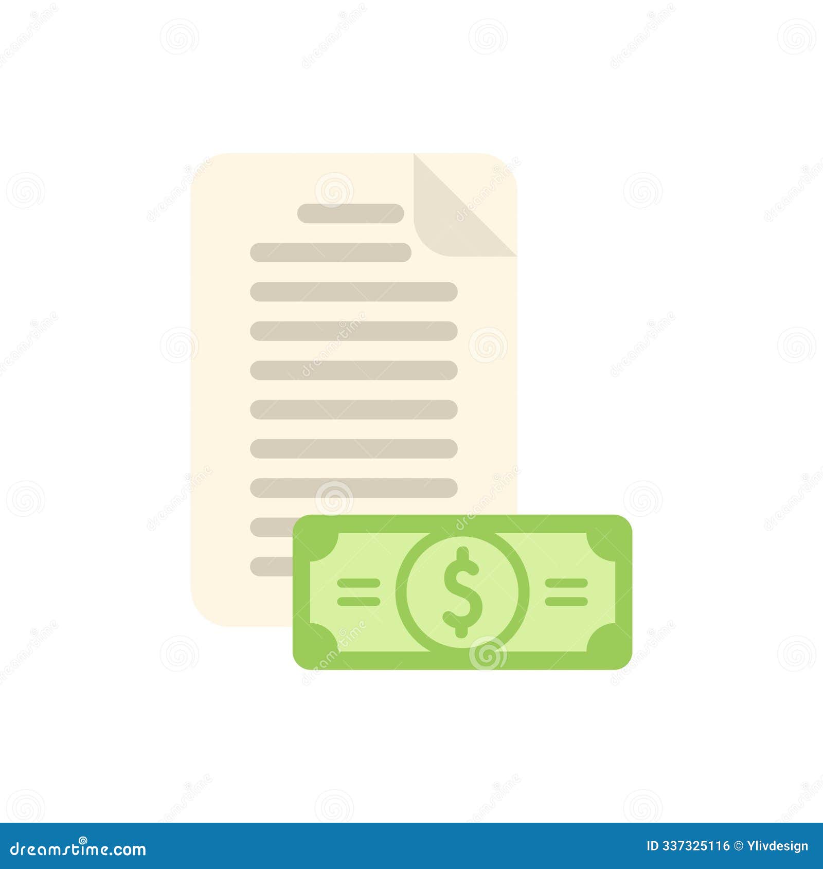 Paper Invoice Document with Lines of Text and Dollar Banknote ...