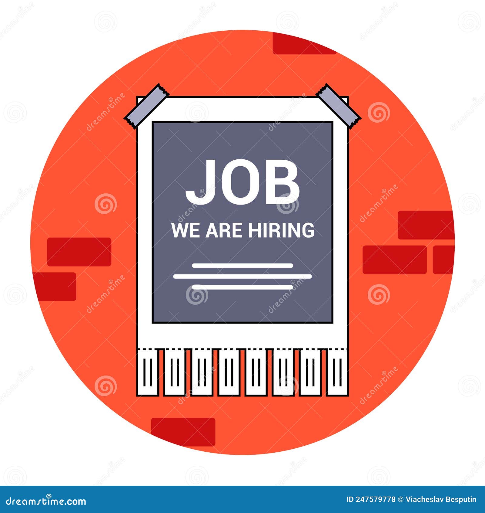 Paper Job Advertisement on a Brick Wall. Stock Vector - Illustration of ...