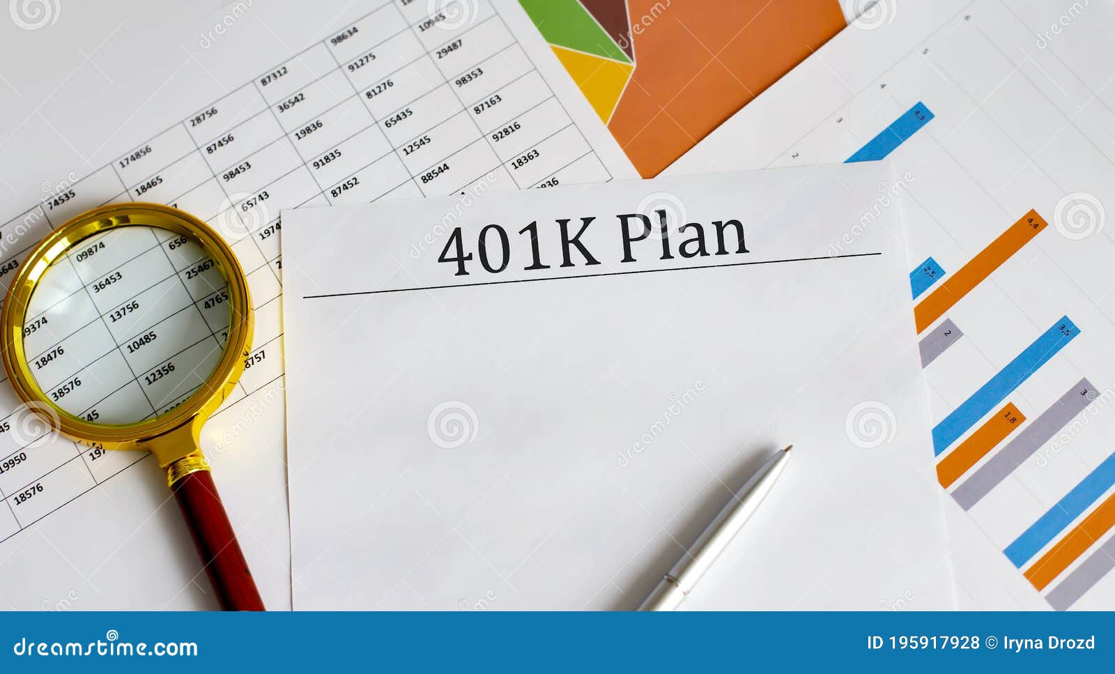 Paper with 401k Plan on a Table with Charts Stock Photo - Image of bank ...