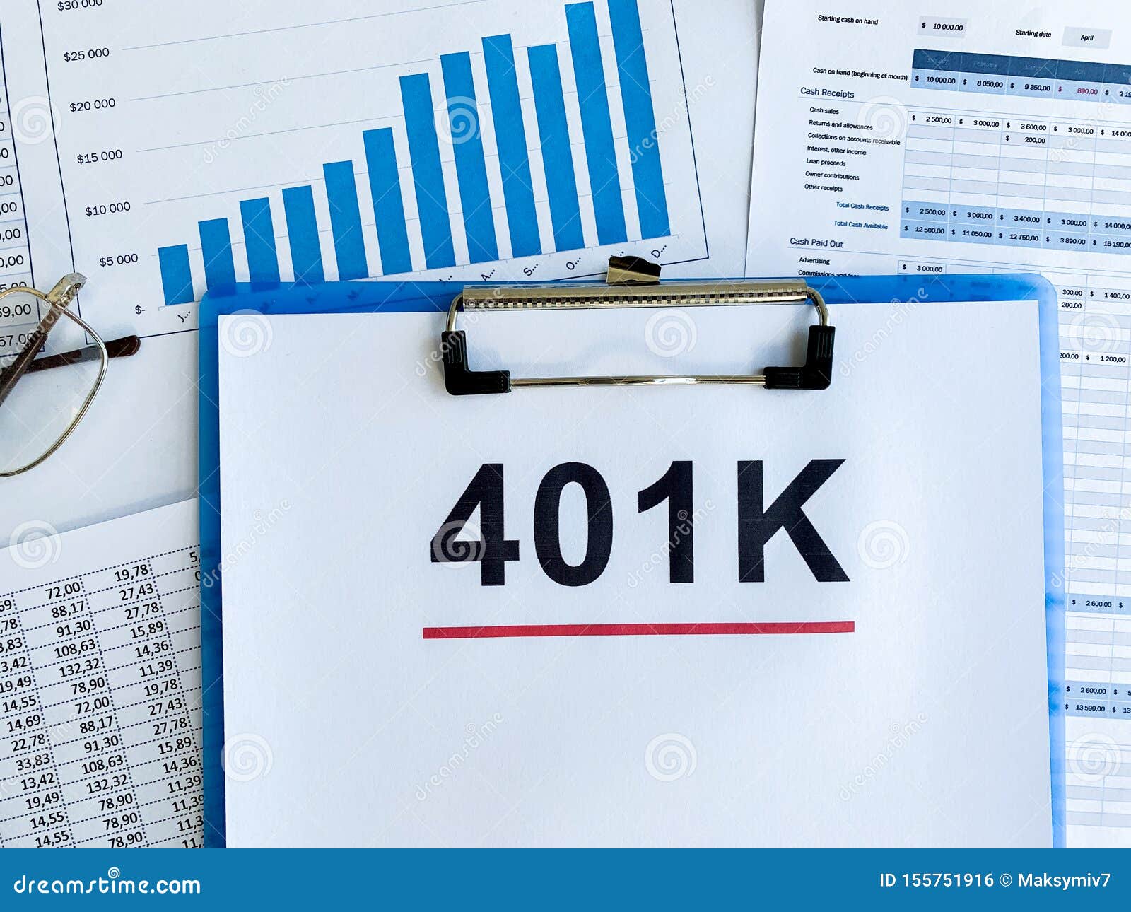 Paper with 401k Plan on Wood Table. Stock Photo - Image of card ...