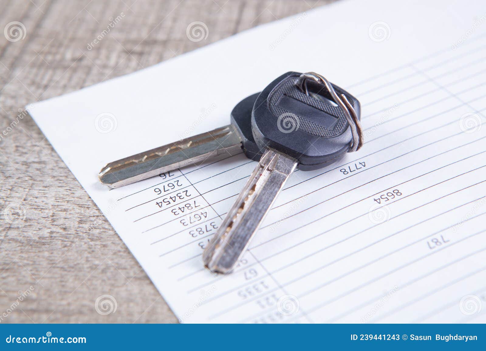 Paper and Keys on the Table Stock Image - Image of contract, keys ...