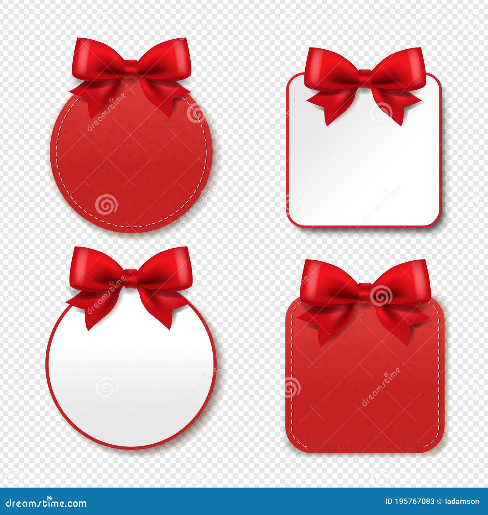 Paper Label Set with Silk Ribbon Transparent Background Stock Vector ...