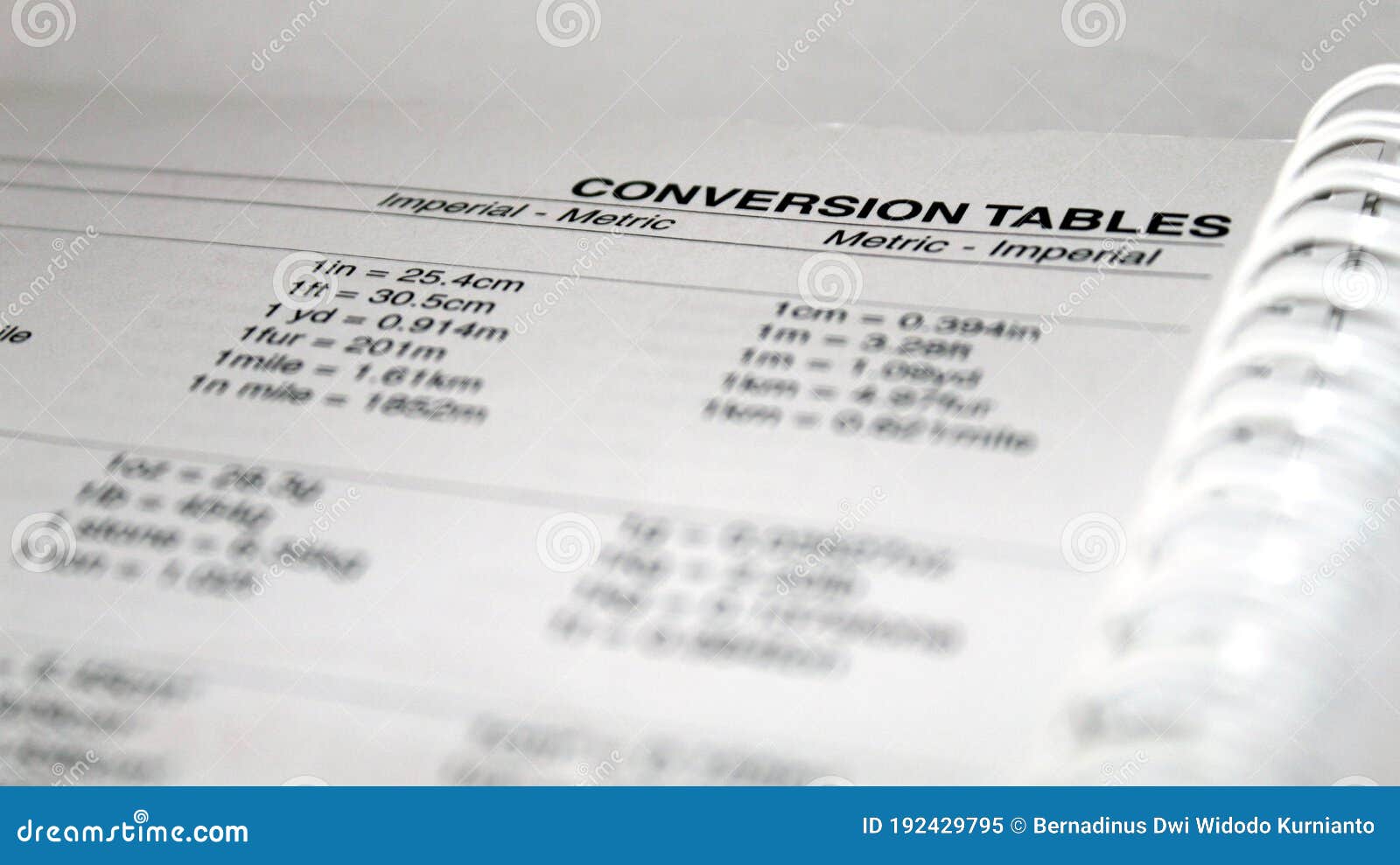 Paper that Says Conversion Table Stock Image - Image of numbers, height ...