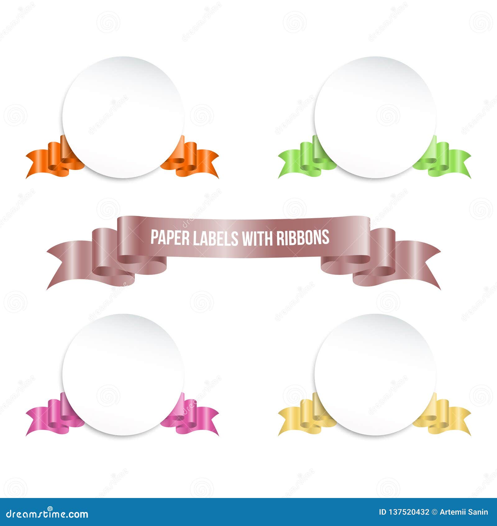 Paper Labels with Color Ribbons and Shadow. Vector Stock Vector ...