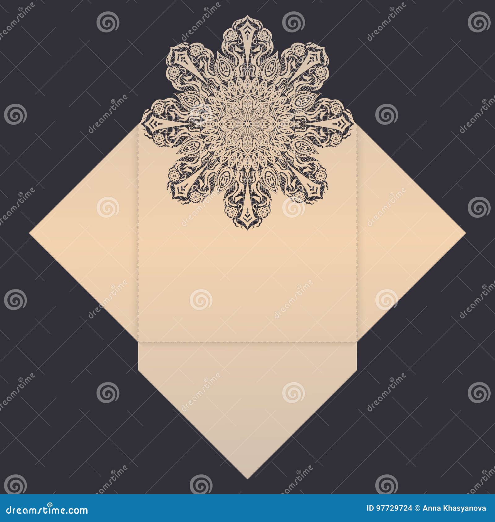 Paper Lace Envelope Template, Mock-up for Laser Cutting. Stock ...