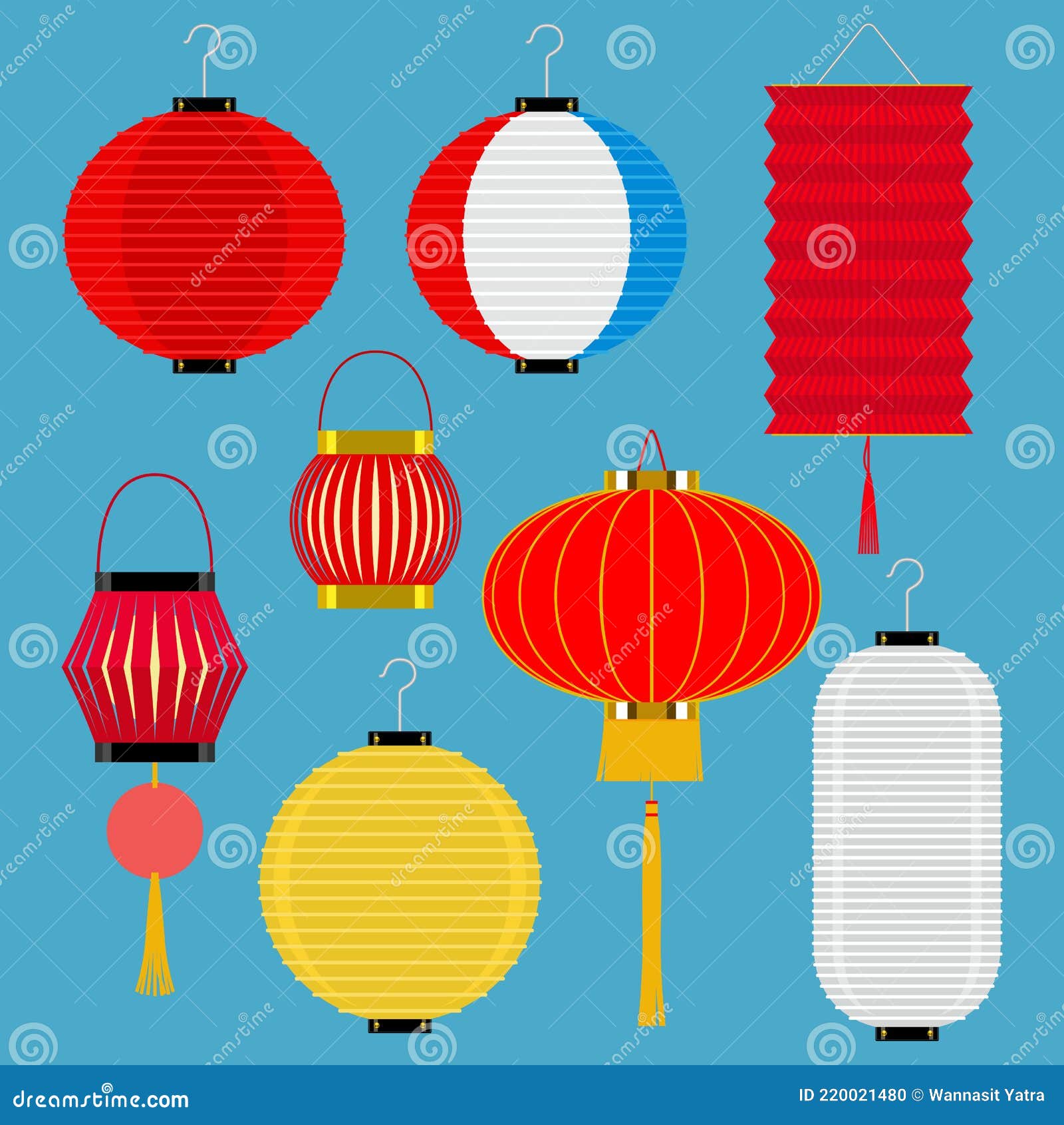 Paper Lanterns in Various Shapes and Colors Stock Vector - Illustration ...