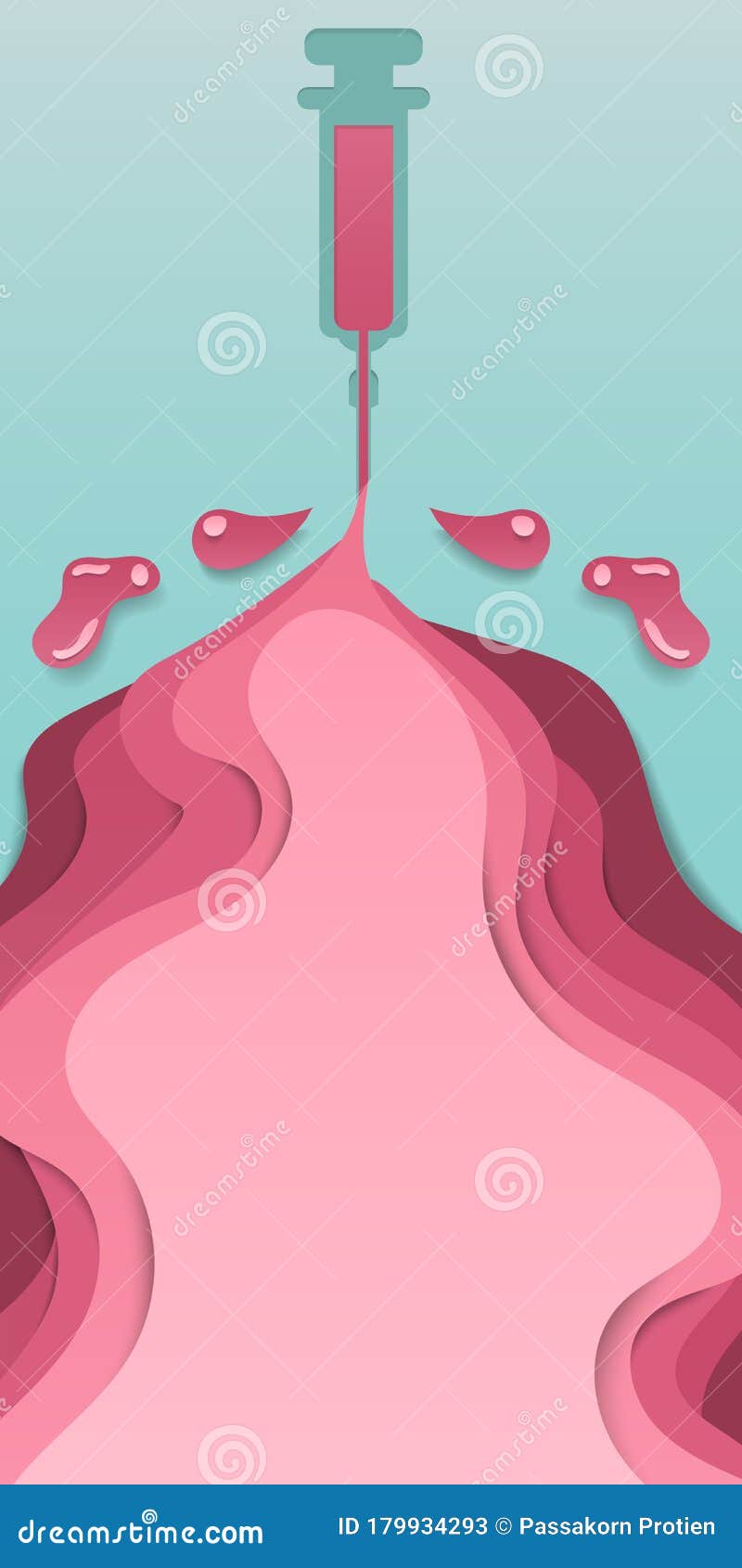 Paper Layer Art of Syringe and Spilled Blood. Stock Vector ...