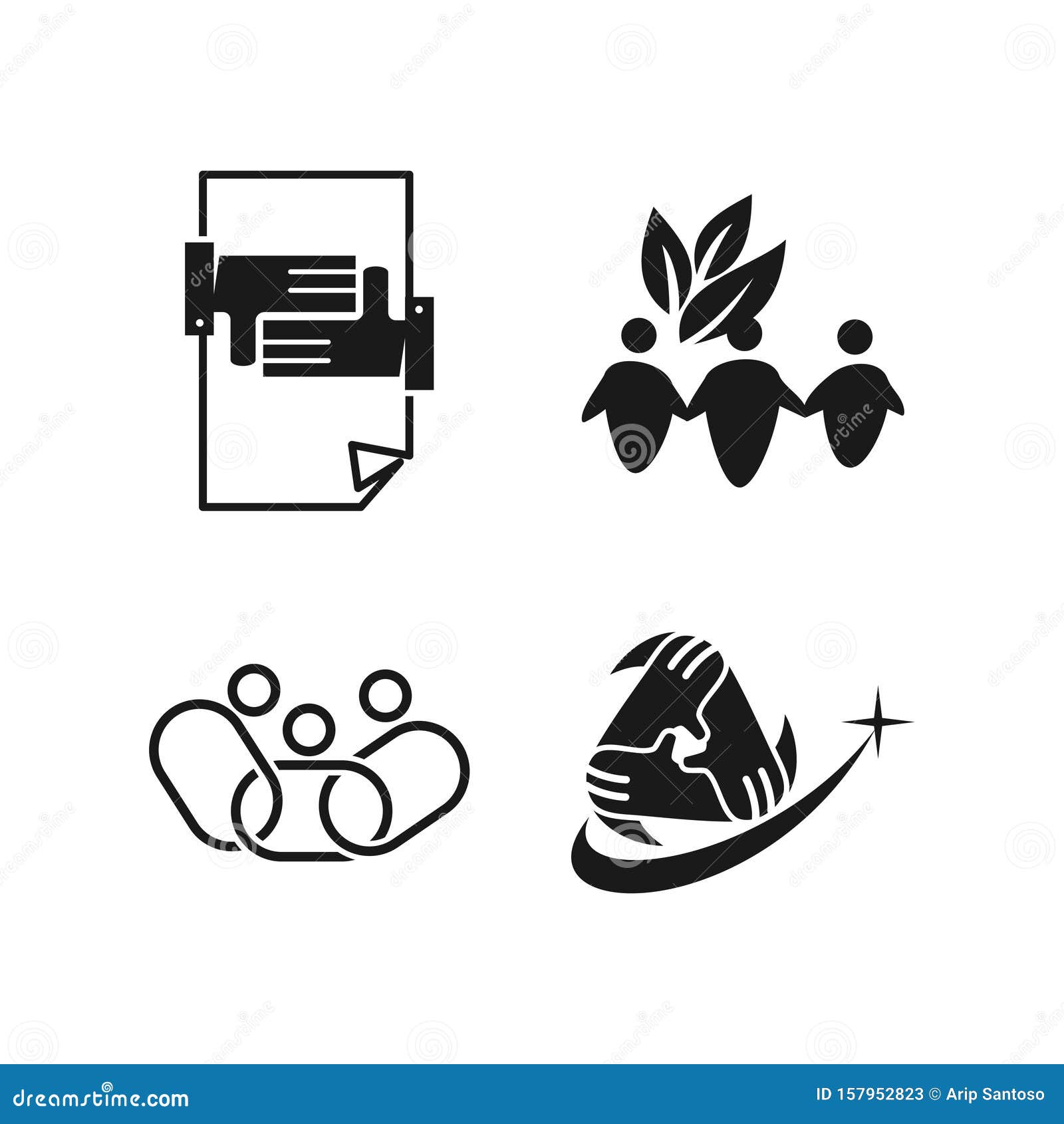 Paper Leaf Commitment Teamwork Together Black Logo Stock Vector ...