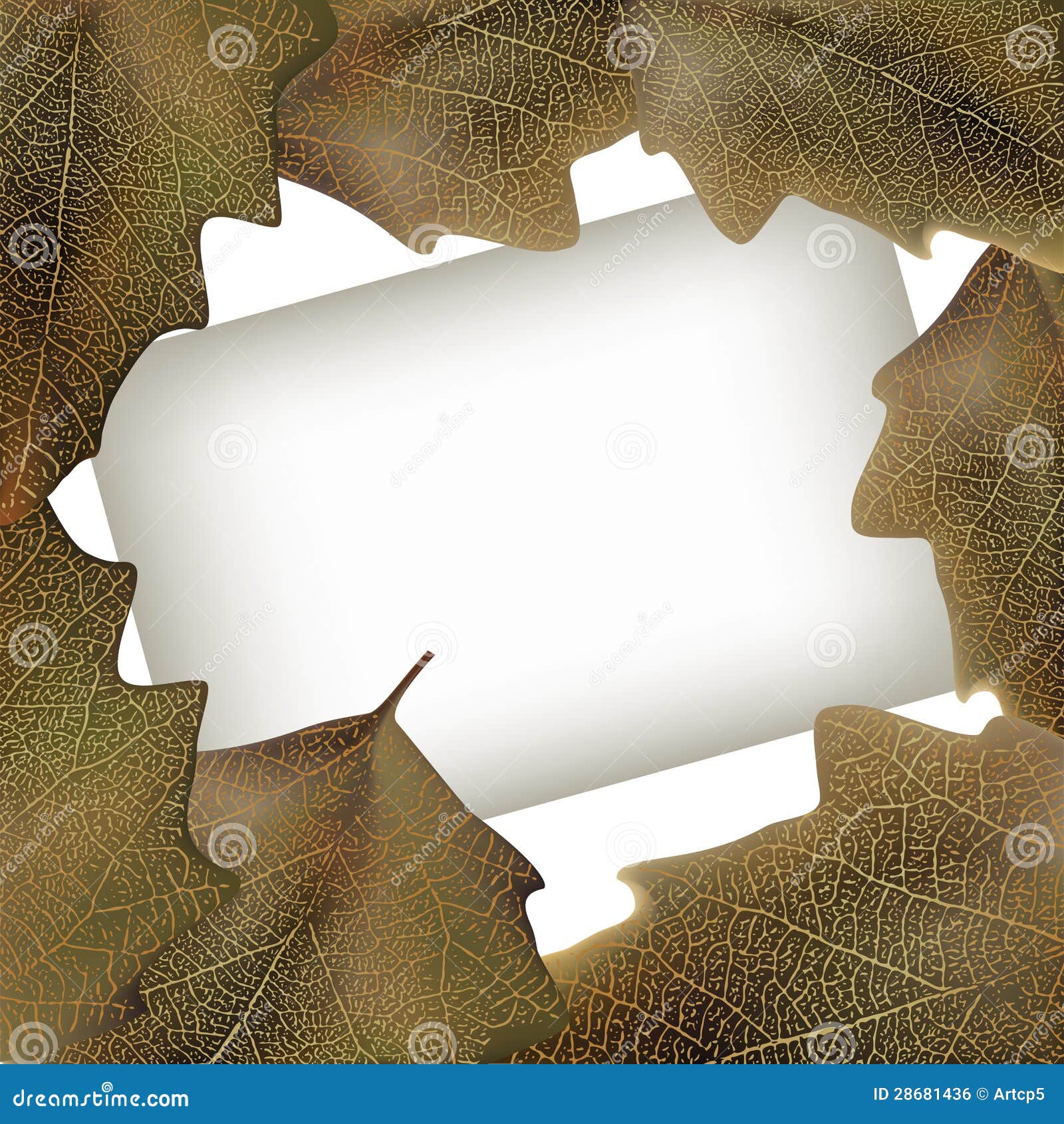 Paper with leaves, frame stock vector. Illustration of brown - 28681436