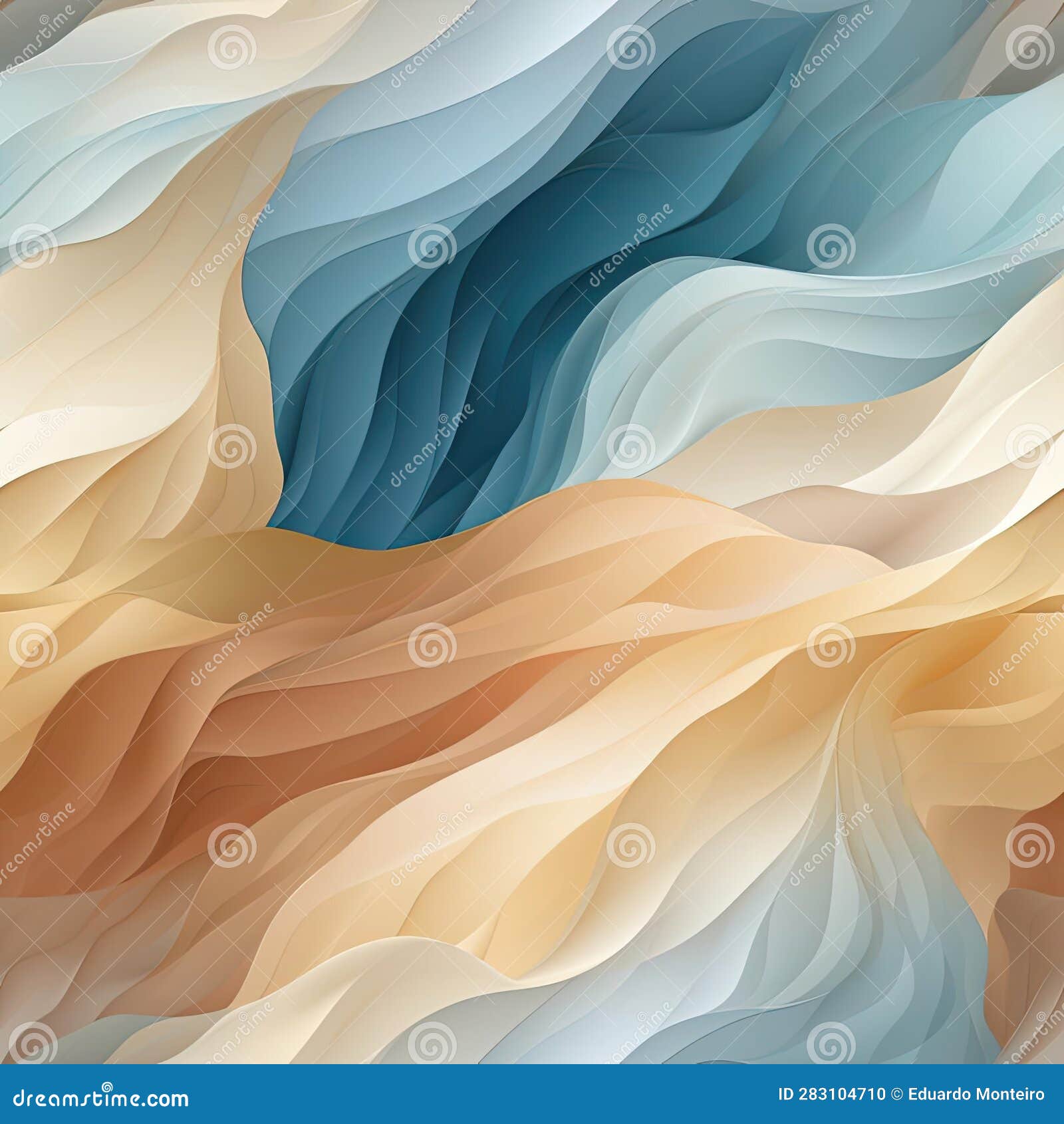 Paper-like Waves in Blue and Brown Tones (tiled) Stock Illustration ...
