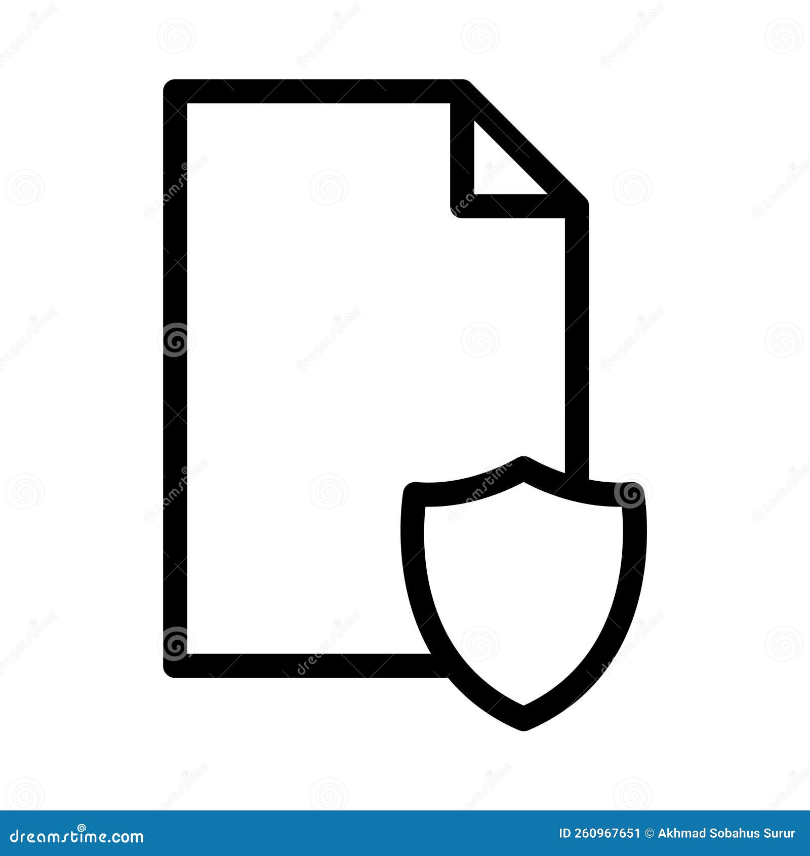 Paper Line Icon Illustration with Shield. Suitable for Protect Document ...