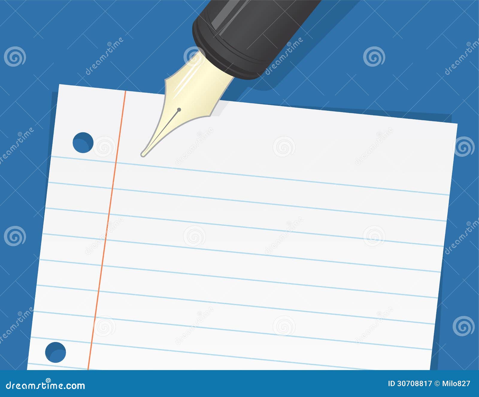 Paper Lined Pen stock vector. Illustration of class, teaching - 30708817