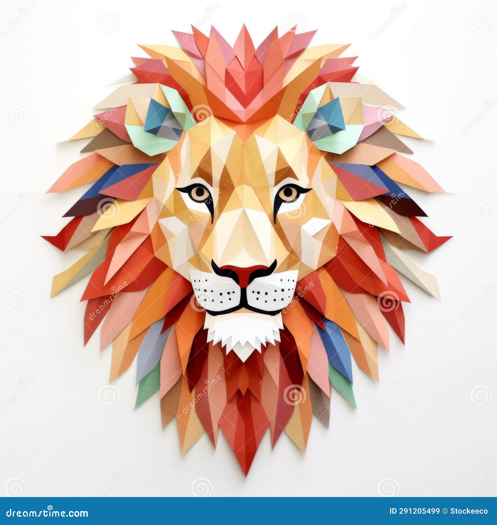 Colorful Paper Lion Craft with Realistic Details Stock Illustration ...