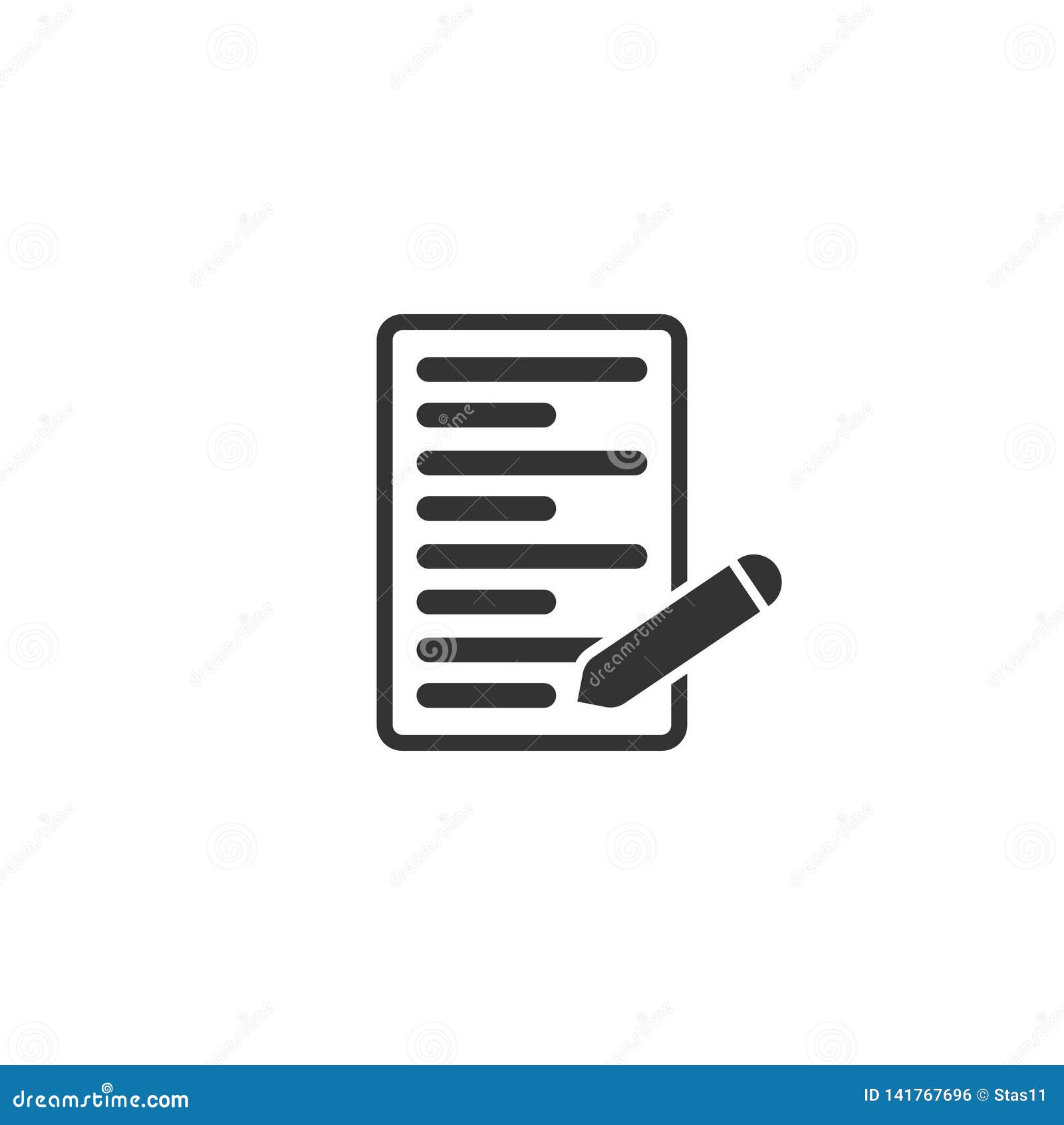 Paper List, Pencil Blue Neon Vector Icon. Simple Element Illustration ...