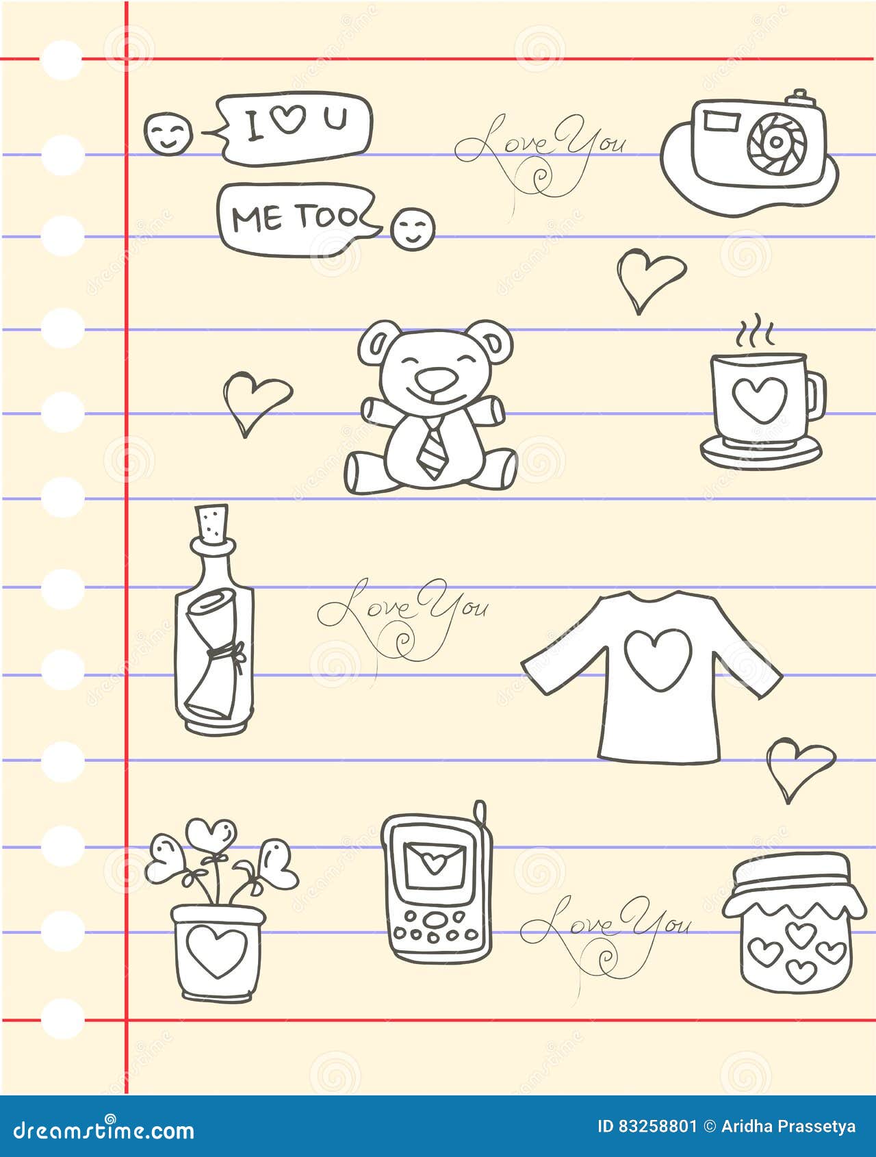 Paper of Love Theme Doodles Stock Vector - Illustration of flower ...