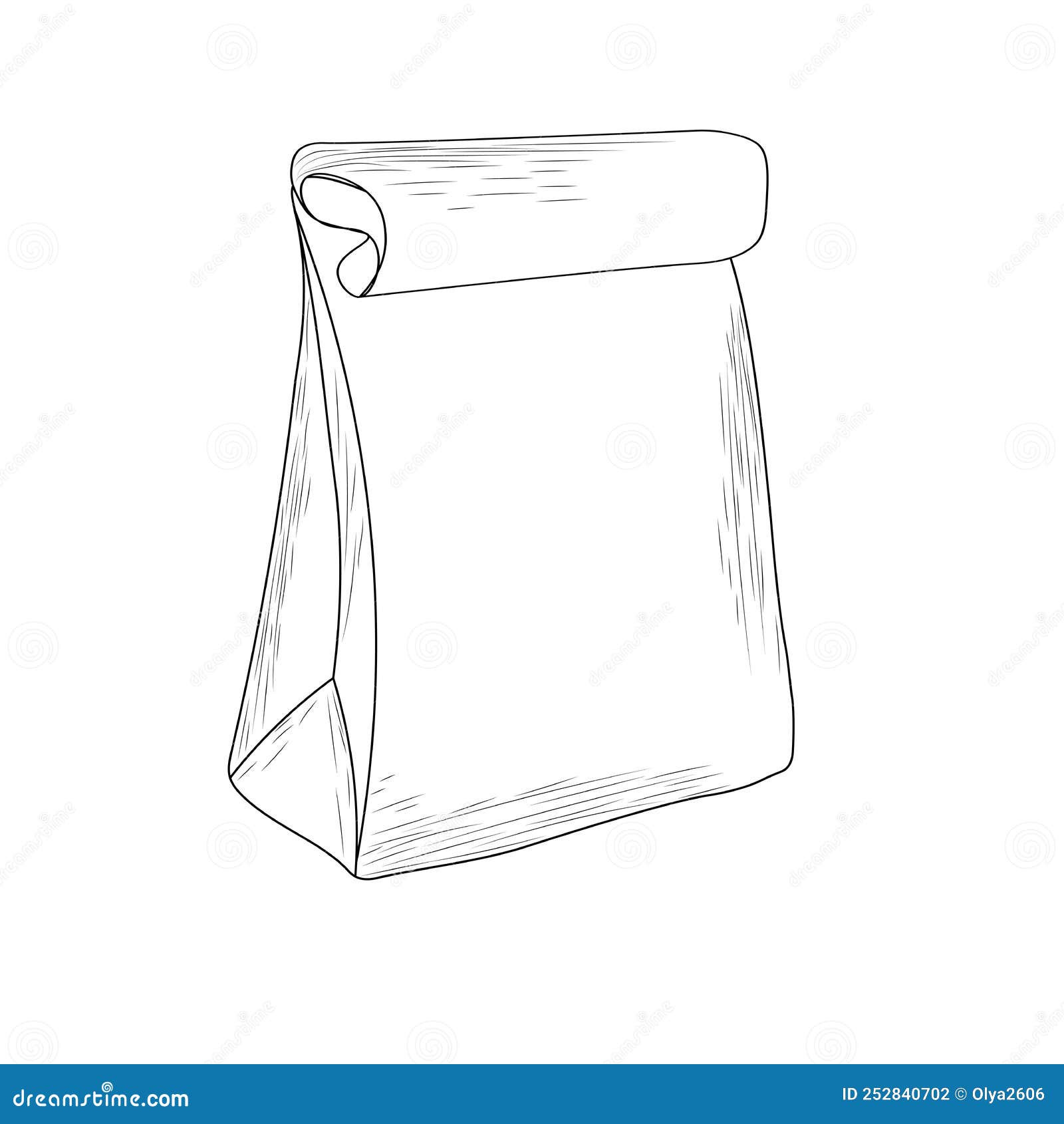 Paper Lunch Bag Outline Drawing of a Paper Bag for Coloring Stock ...
