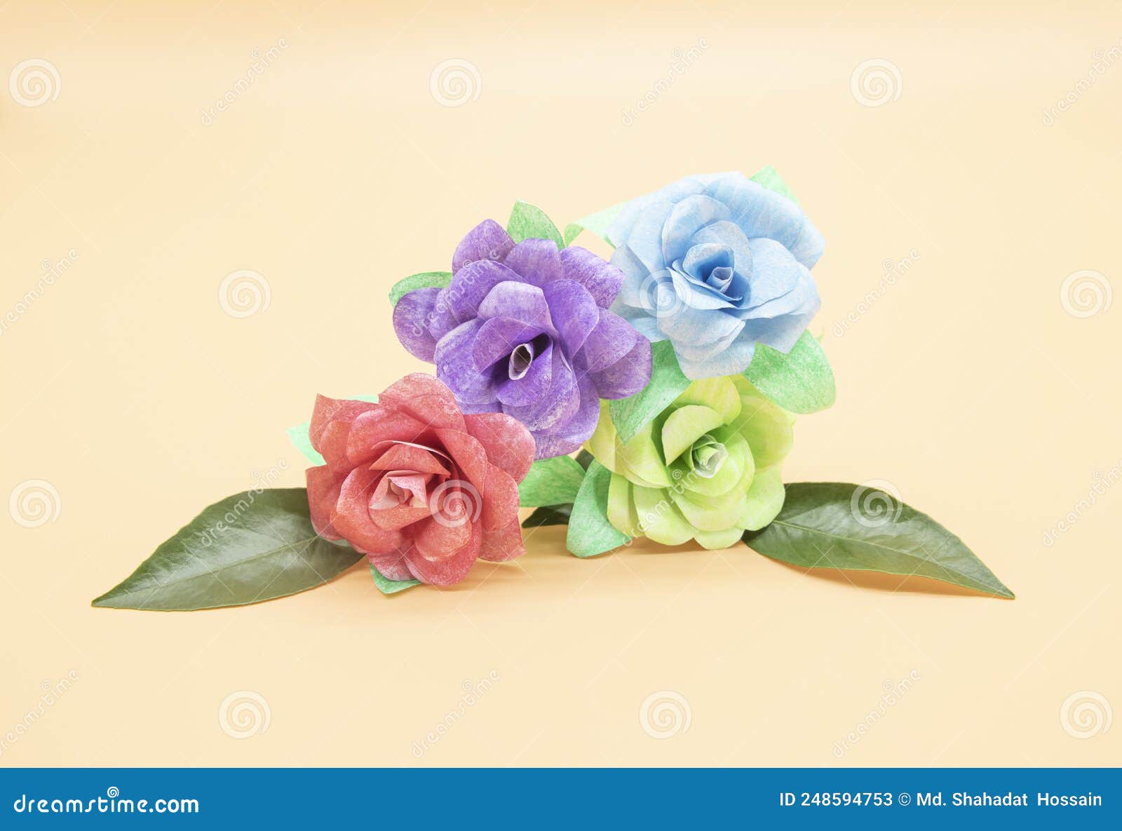 Paper Made Rose in Different Color Isolate on Background Stock Image ...