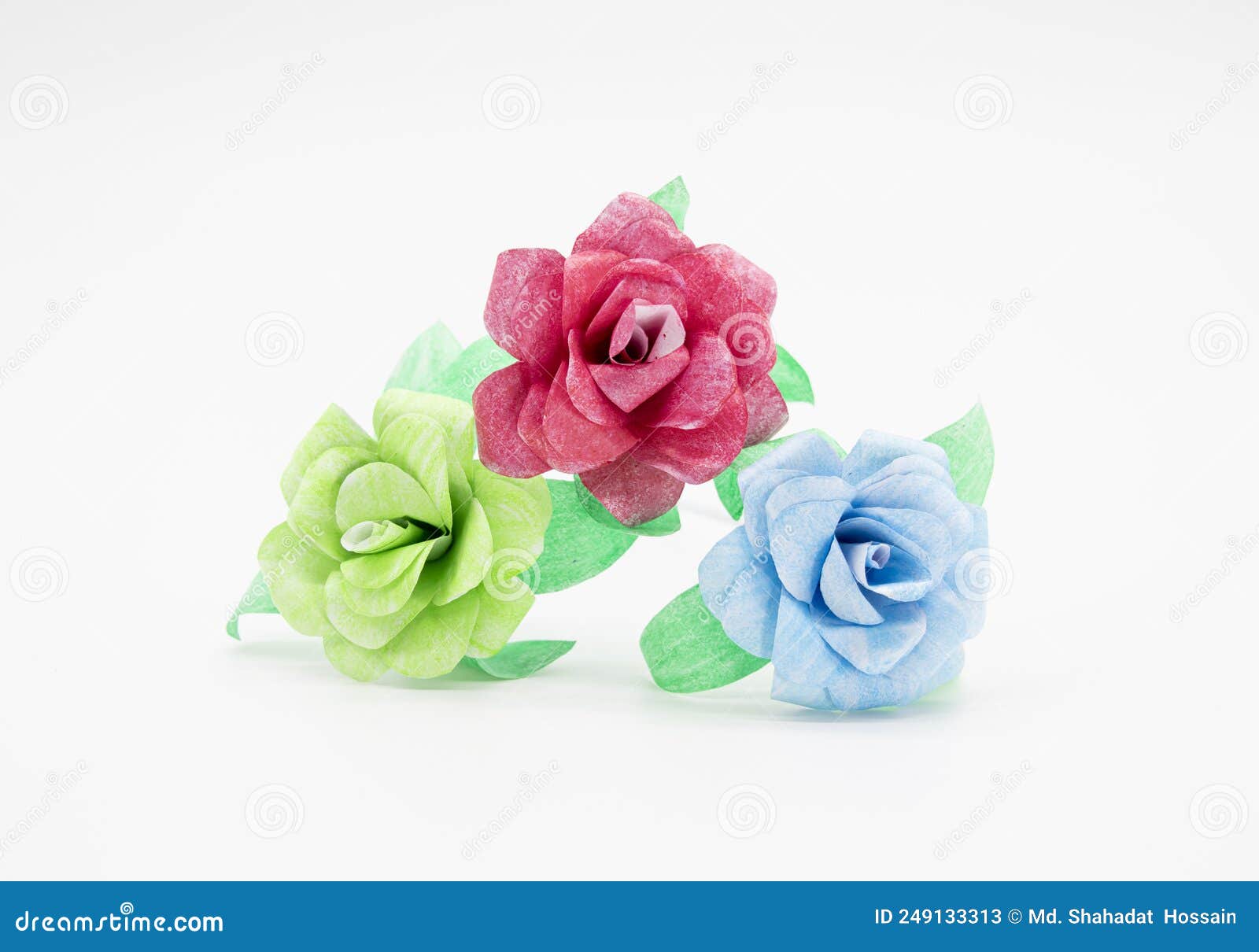 Paper Made Rose in Different Color Isolate on White Stock Image - Image ...