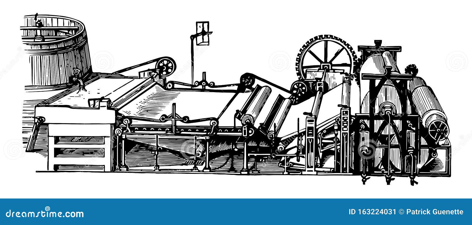 Paper Making Machine, Vintage Illustration Stock Image - Image of paper ...