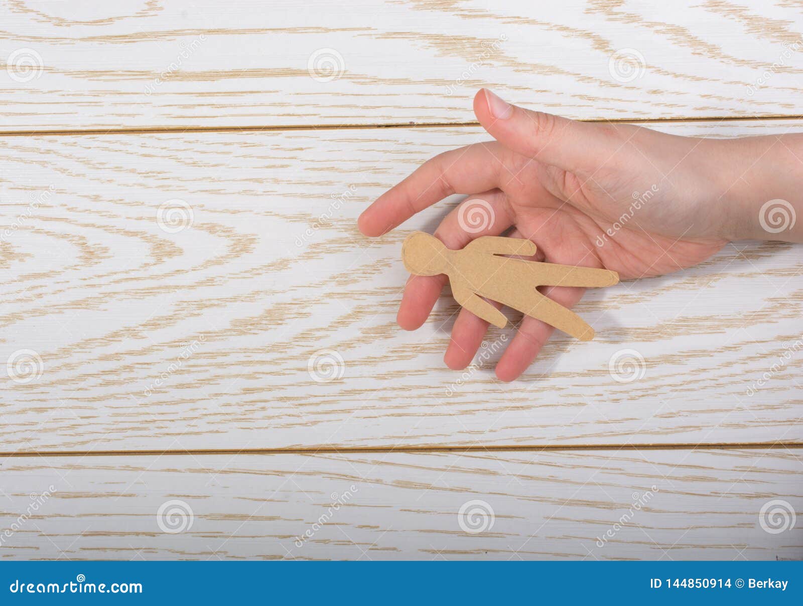 Paper Man Shape in Hand in the View Stock Photo - Image of partnership ...