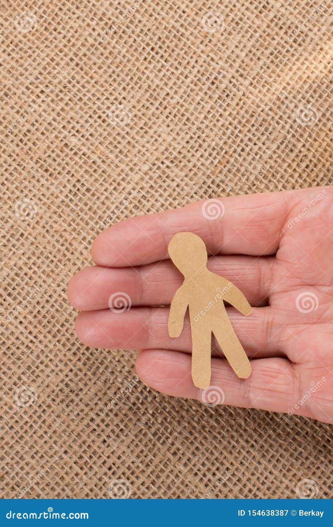 Paper Man Shape in Hand in the View Stock Image - Image of human ...