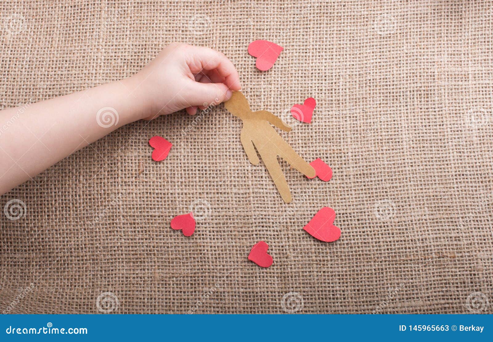 Paper Man Shape in Hand in the View Stock Image - Image of adult, color ...