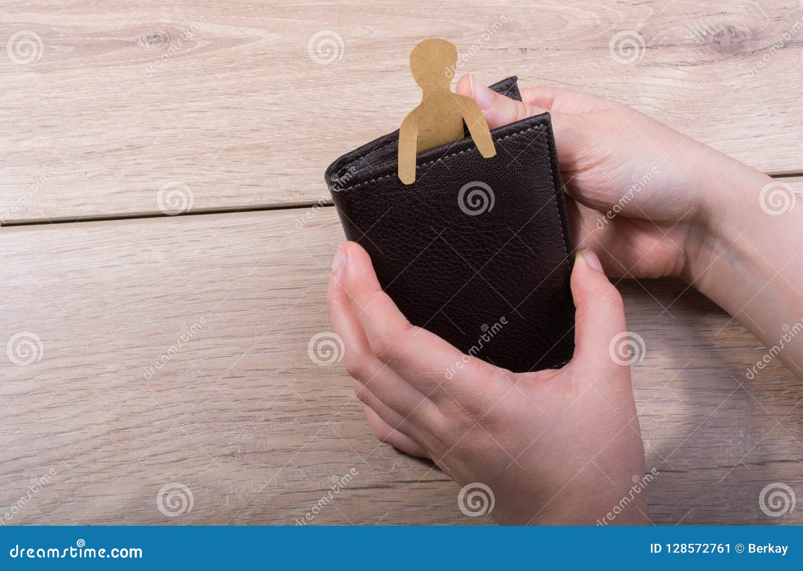 Paper Man Shape in Wallet in Hand Stock Image - Image of currency ...