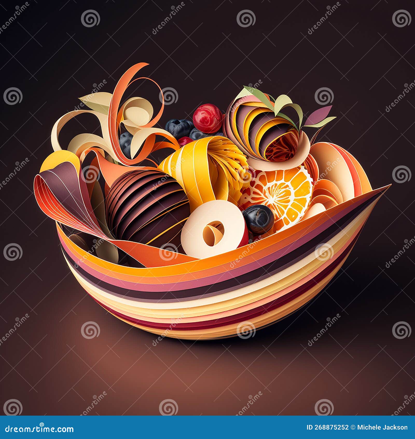 Paper Manipulation Quill in the Form of a Bowl of Fruit, Generative Ai ...
