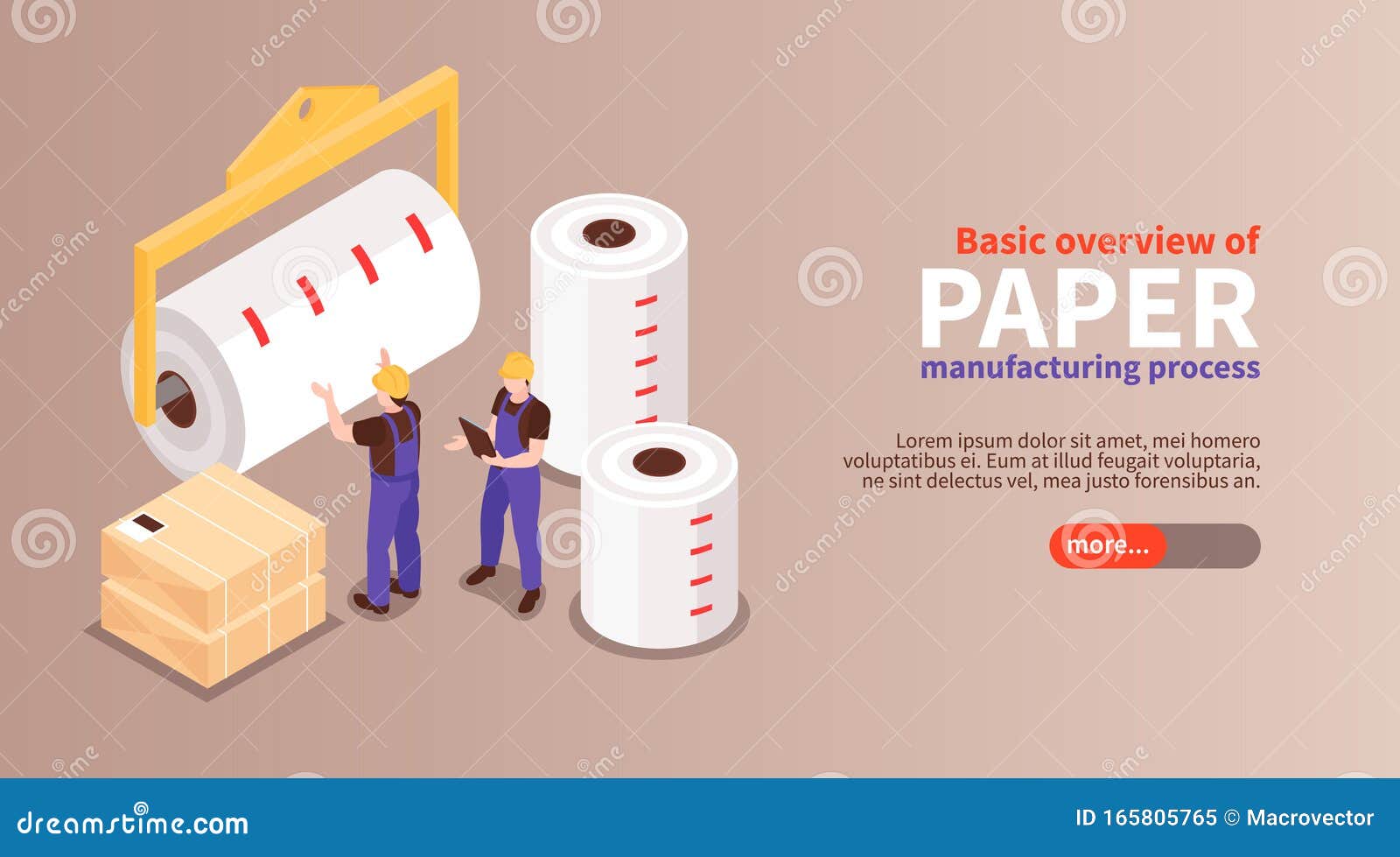 Paper Manufacturing Isometric Banner Stock Vector - Illustration of ...