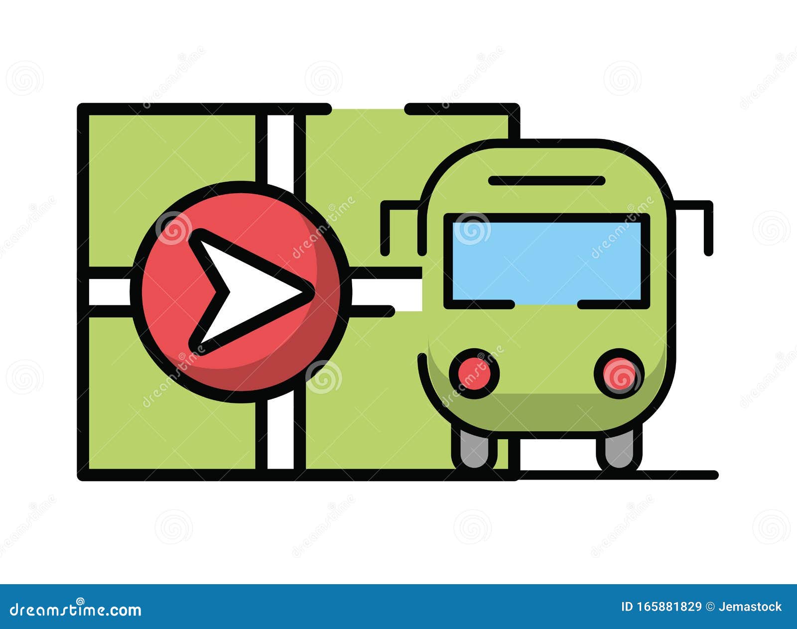 Paper Map Guide with Bus Vehicle Stock Vector - Illustration of viewer ...