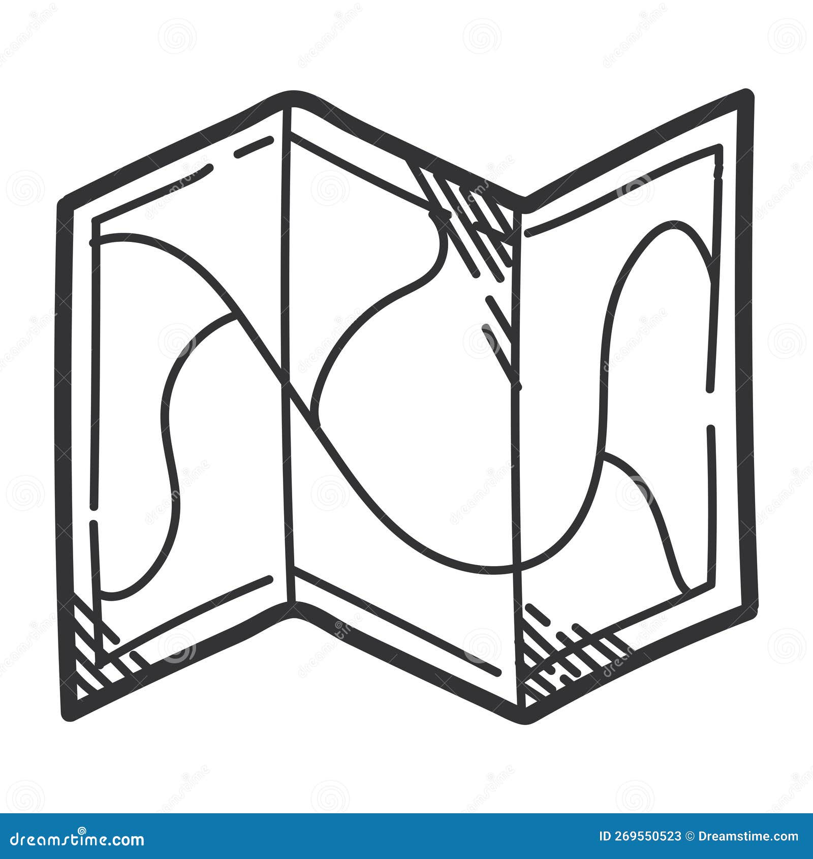 Paper map guide doodle stock vector. Illustration of trending - 269550523