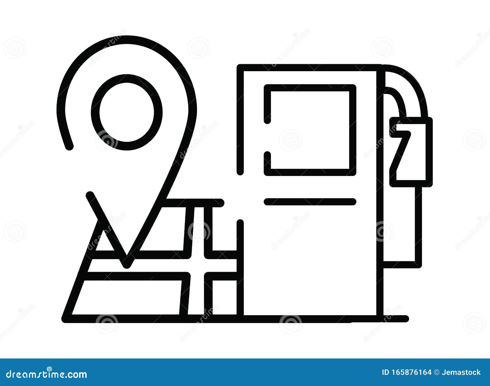 Paper Map Guide with Fuel Station Icon Stock Vector - Illustration of ...