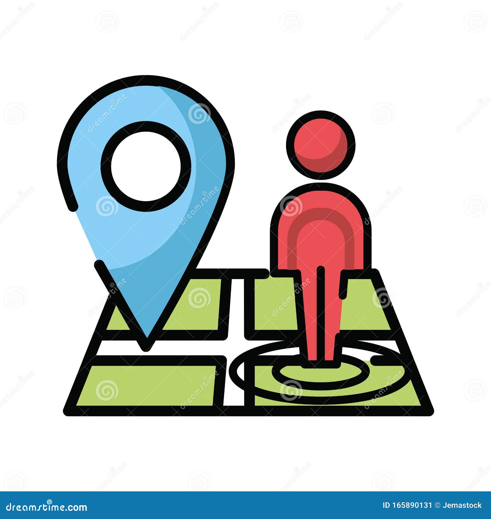 Paper Map Guide with Pedestrian Walking Stock Vector - Illustration of ...