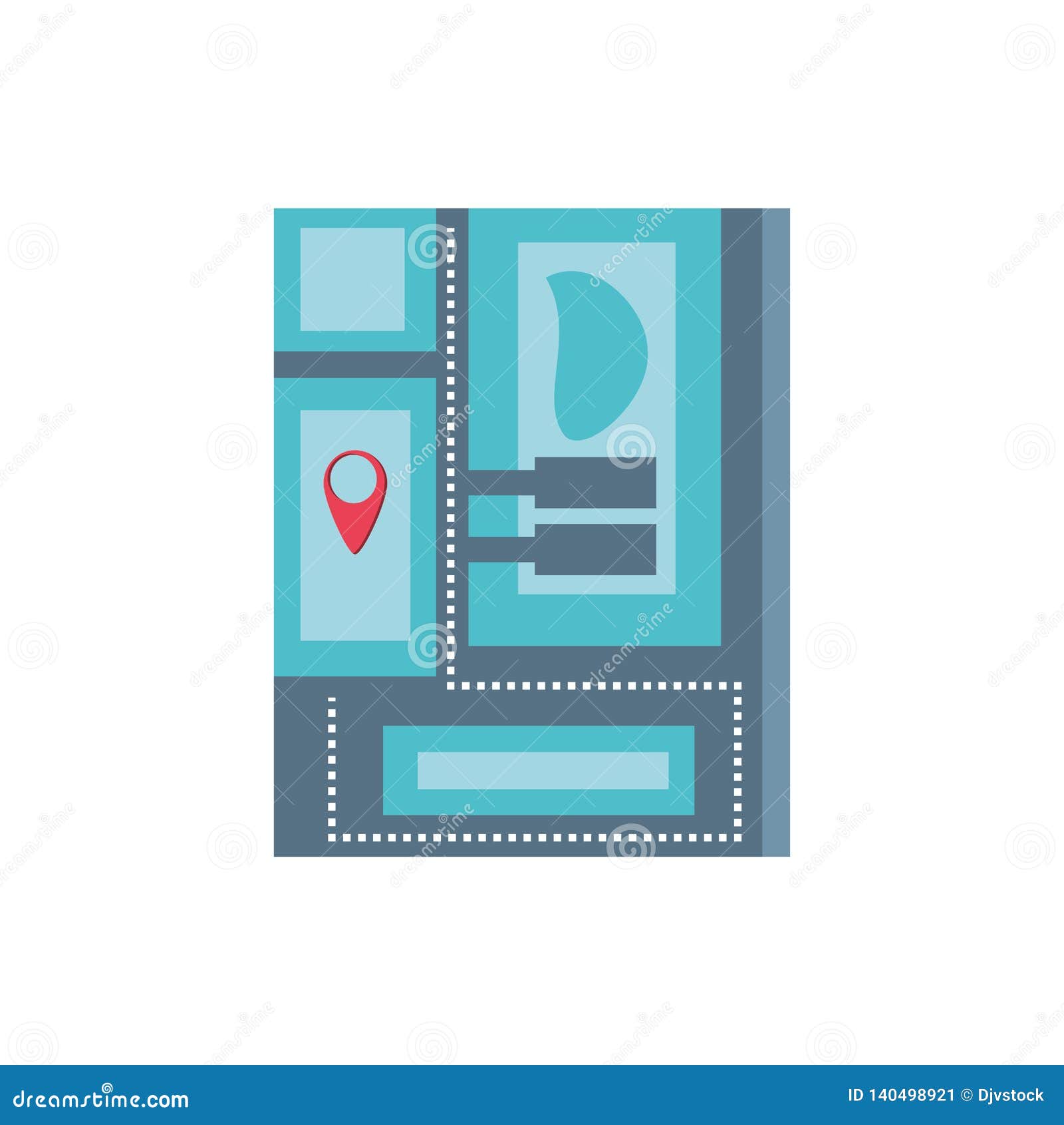 Paper Map Guide with Pin Location Stock Vector - Illustration of route ...