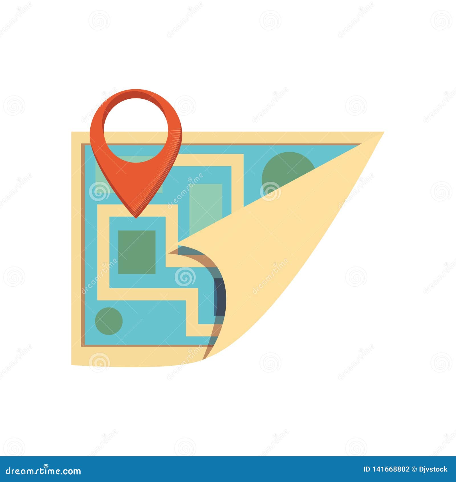 Paper Map Guide with Pin Location Stock Vector - Illustration of place ...
