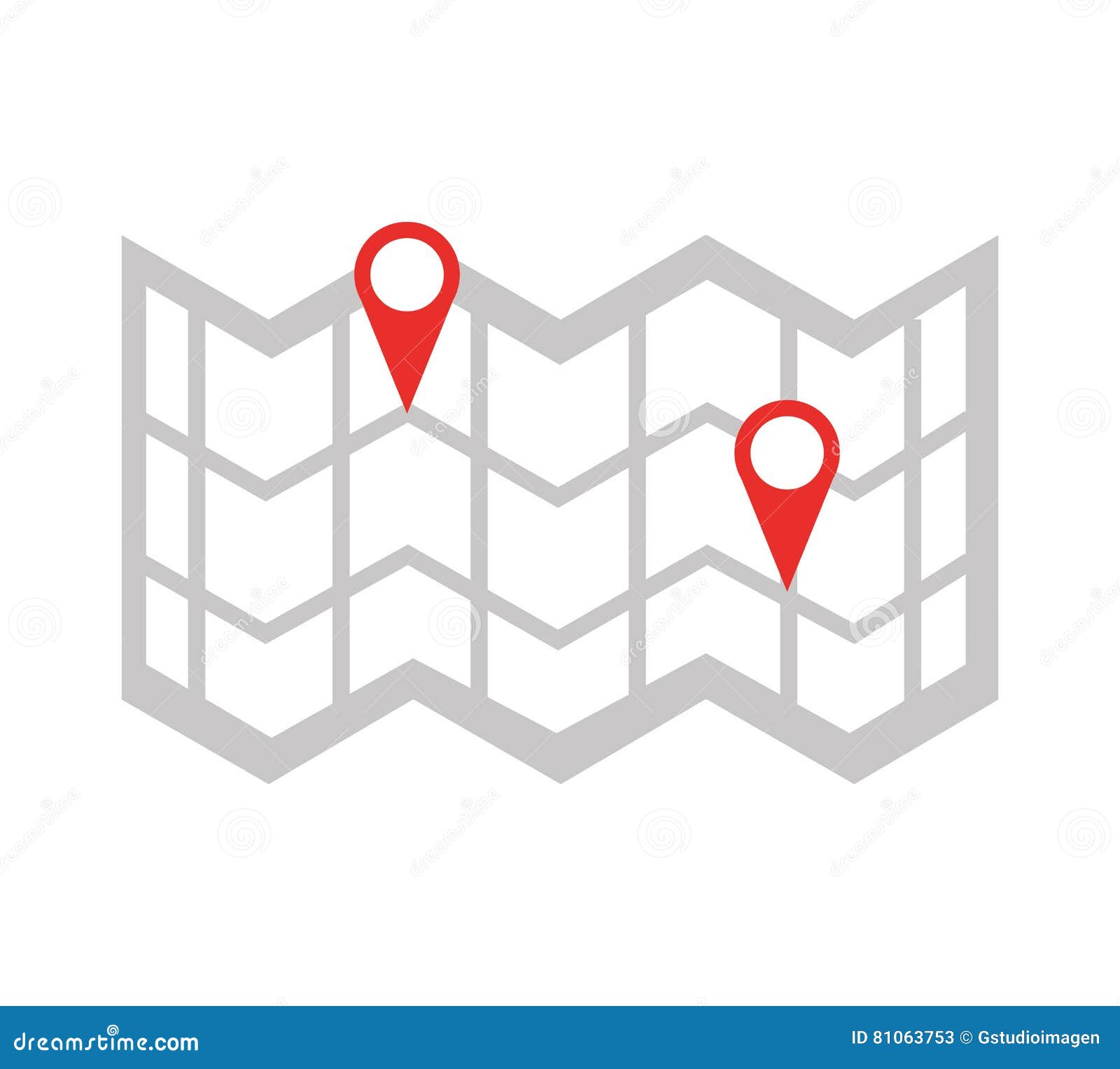 Paper Map Guide with Pin Location Stock Vector - Illustration of ...