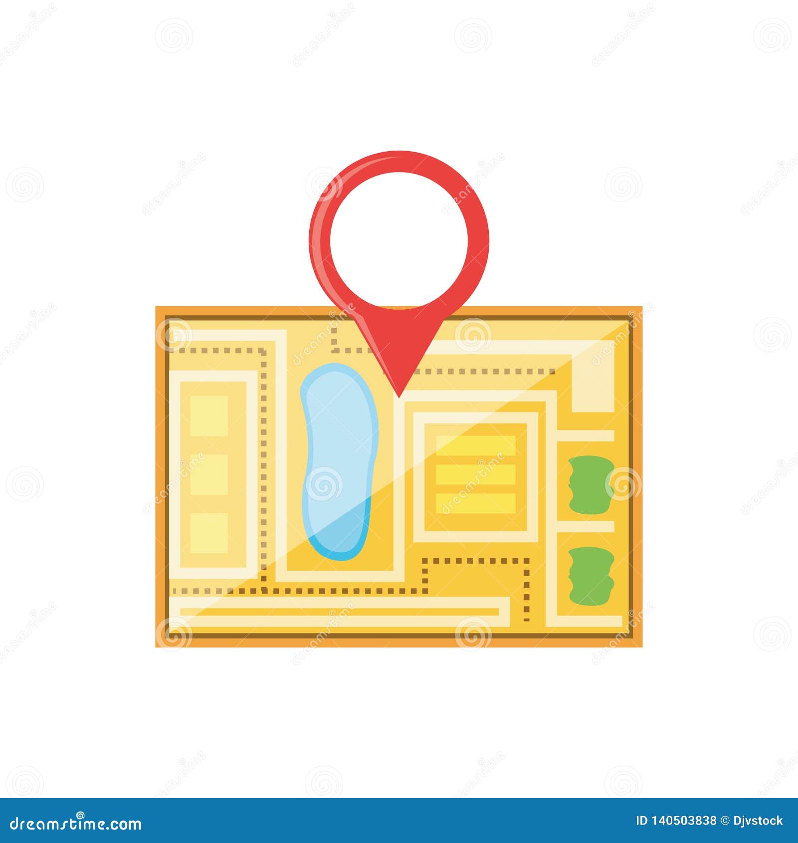 Paper Map Guide with Pin Location Stock Vector - Illustration of ...