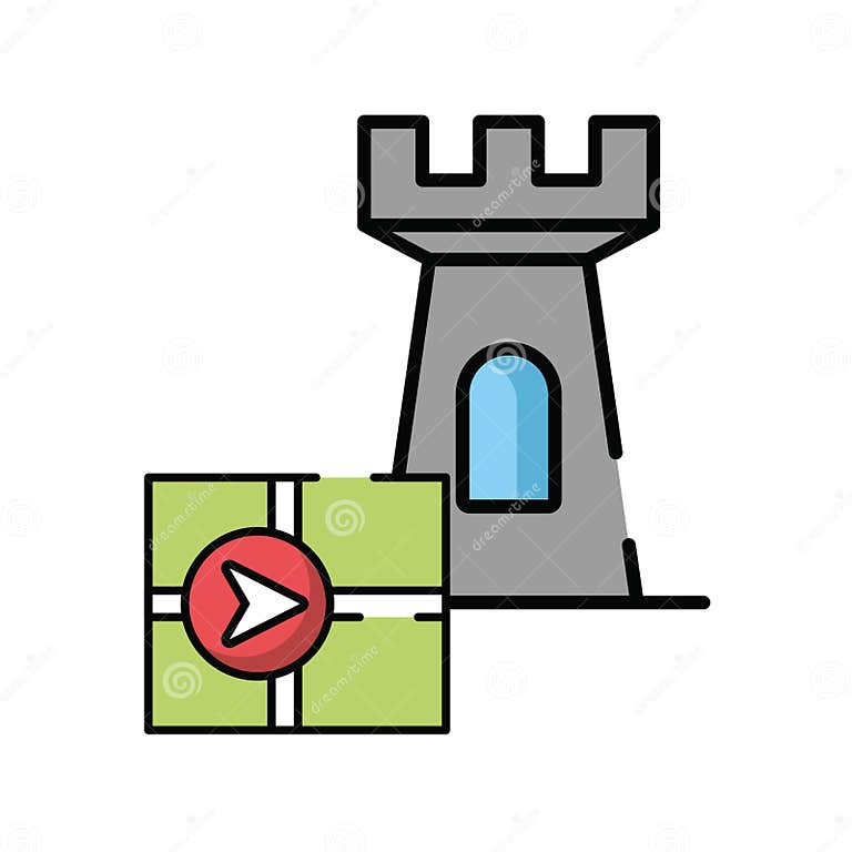 Paper map guide with tower stock vector. Illustration of destination ...