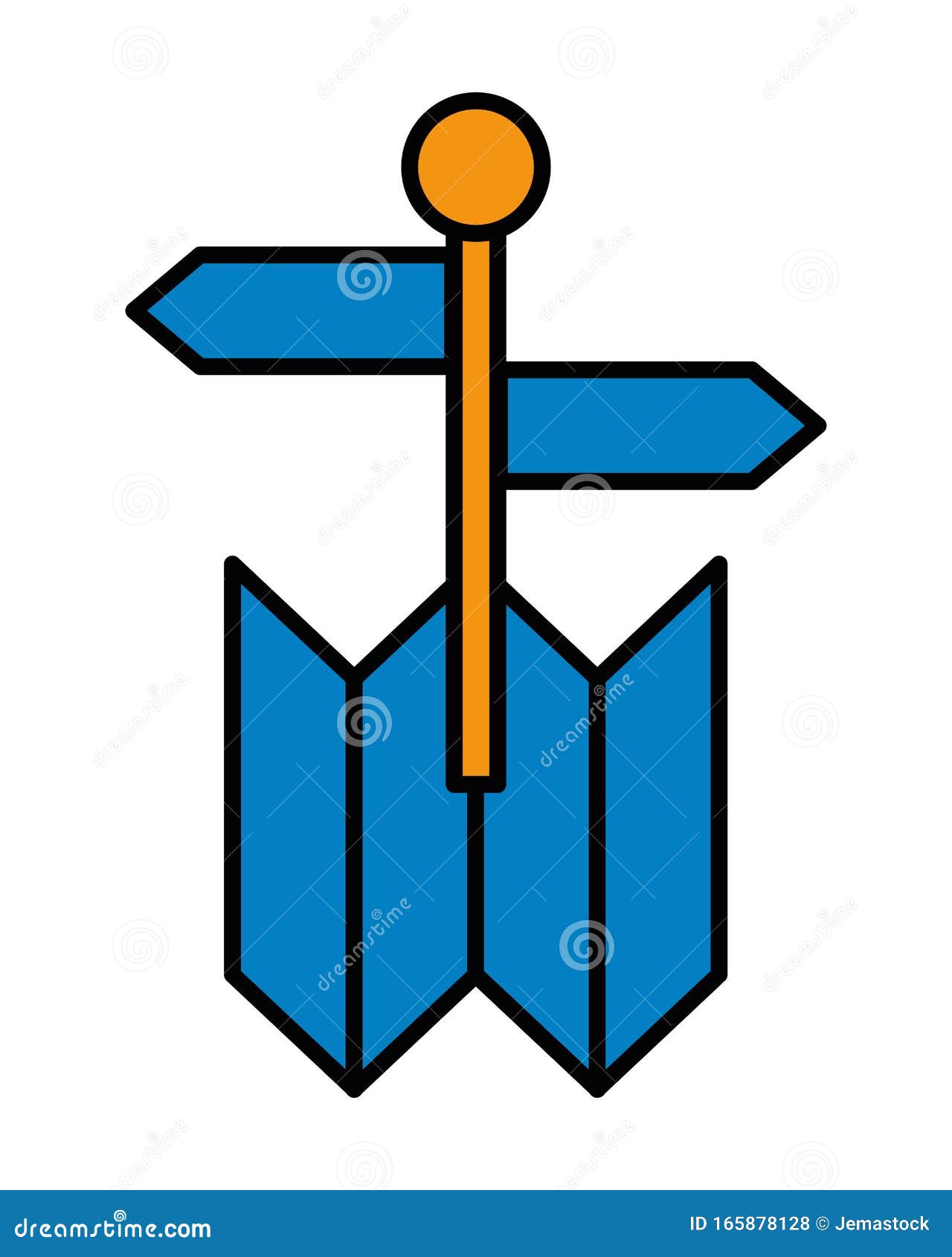 Paper Map Guide with Traffic Arrows Signal Stock Vector - Illustration ...