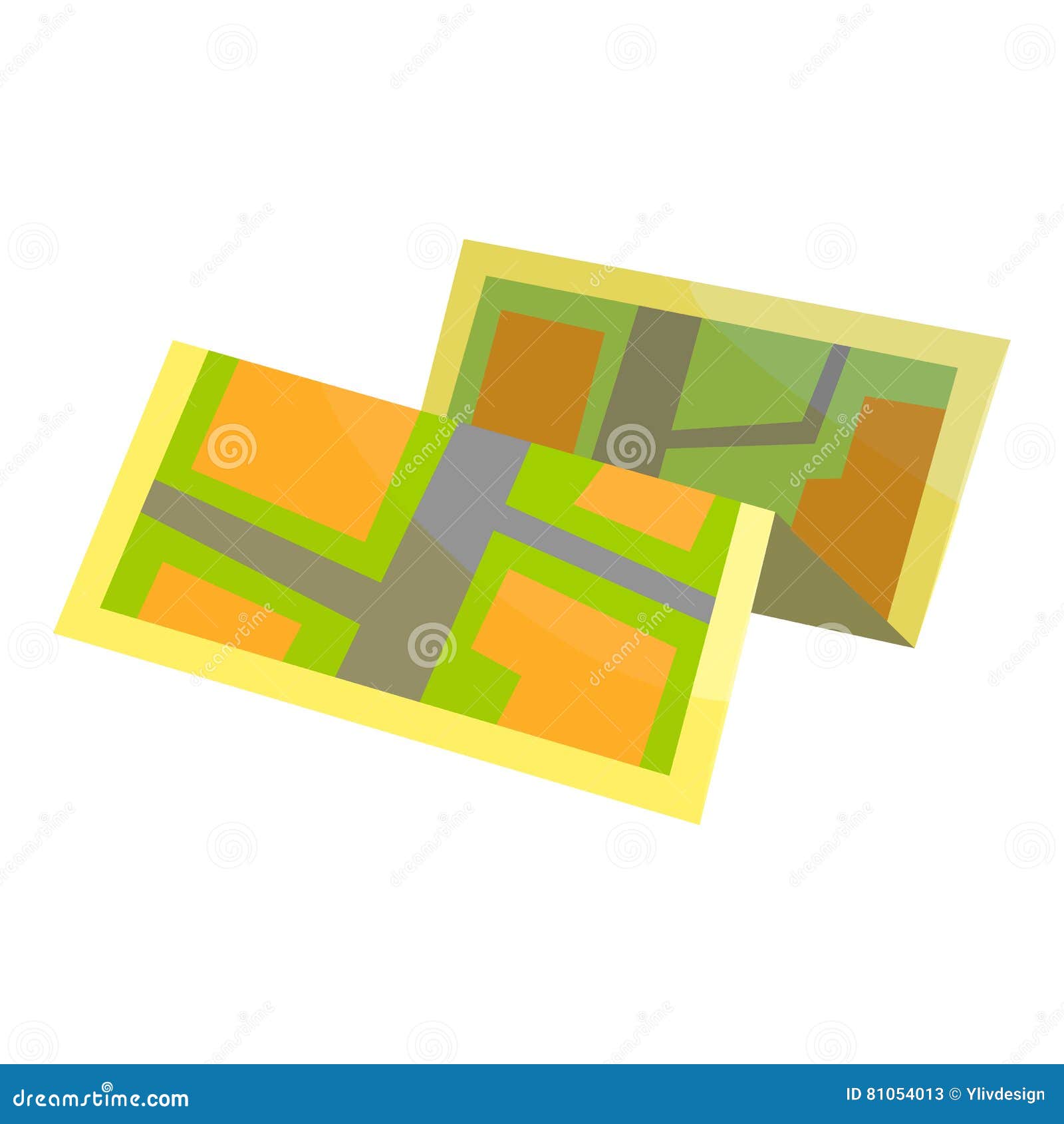 Paper Map Icon, Cartoon Style Stock Vector - Illustration of pointer ...